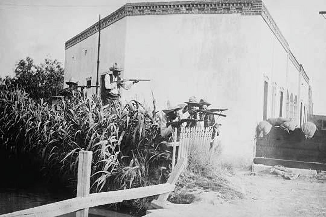Mexican Battle of Juarez, Insurrectos on irrigation ditch firing their ...