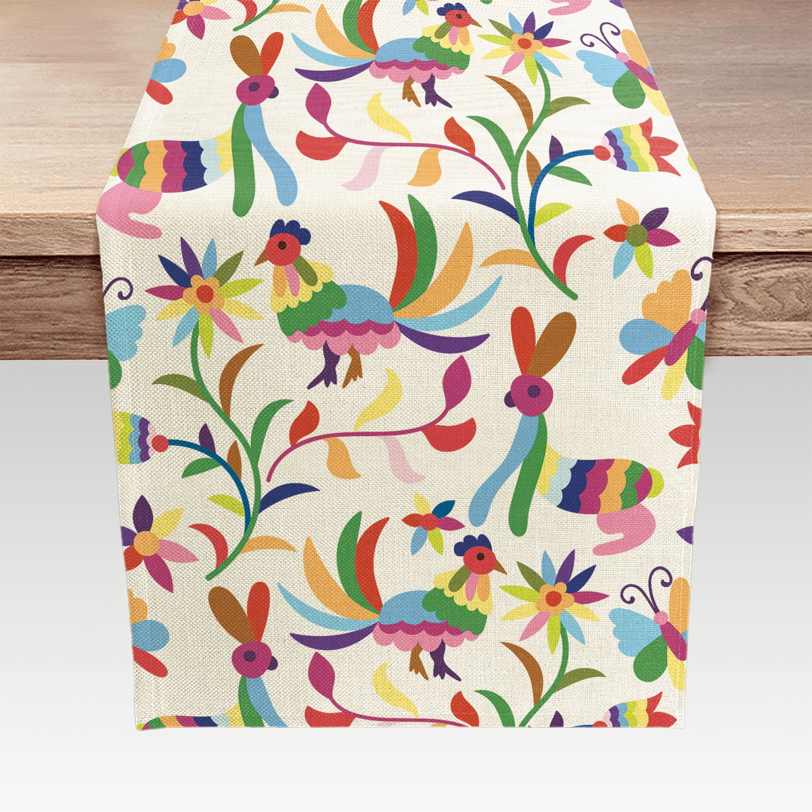 Mexican Beige Table Runner, Traditional Latin American Art Design with ...