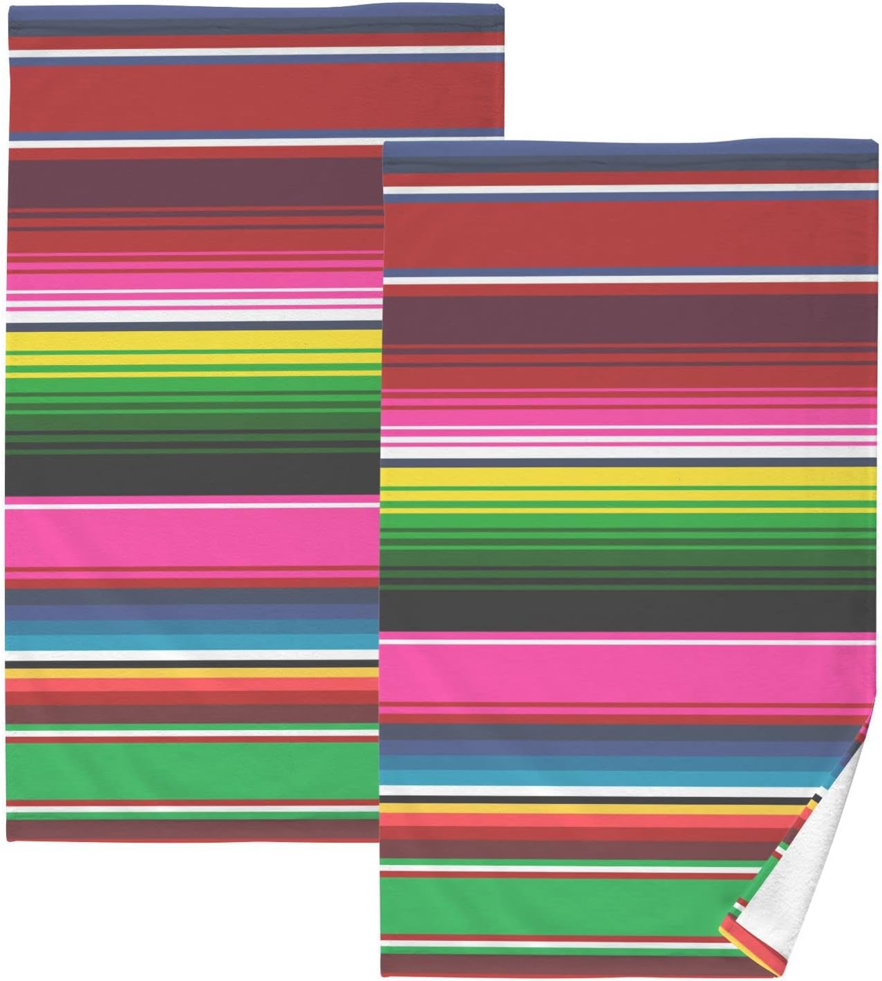 Mexican Blanket Stripes Towels Set of 2, Super Soft Absorbent Hand ...