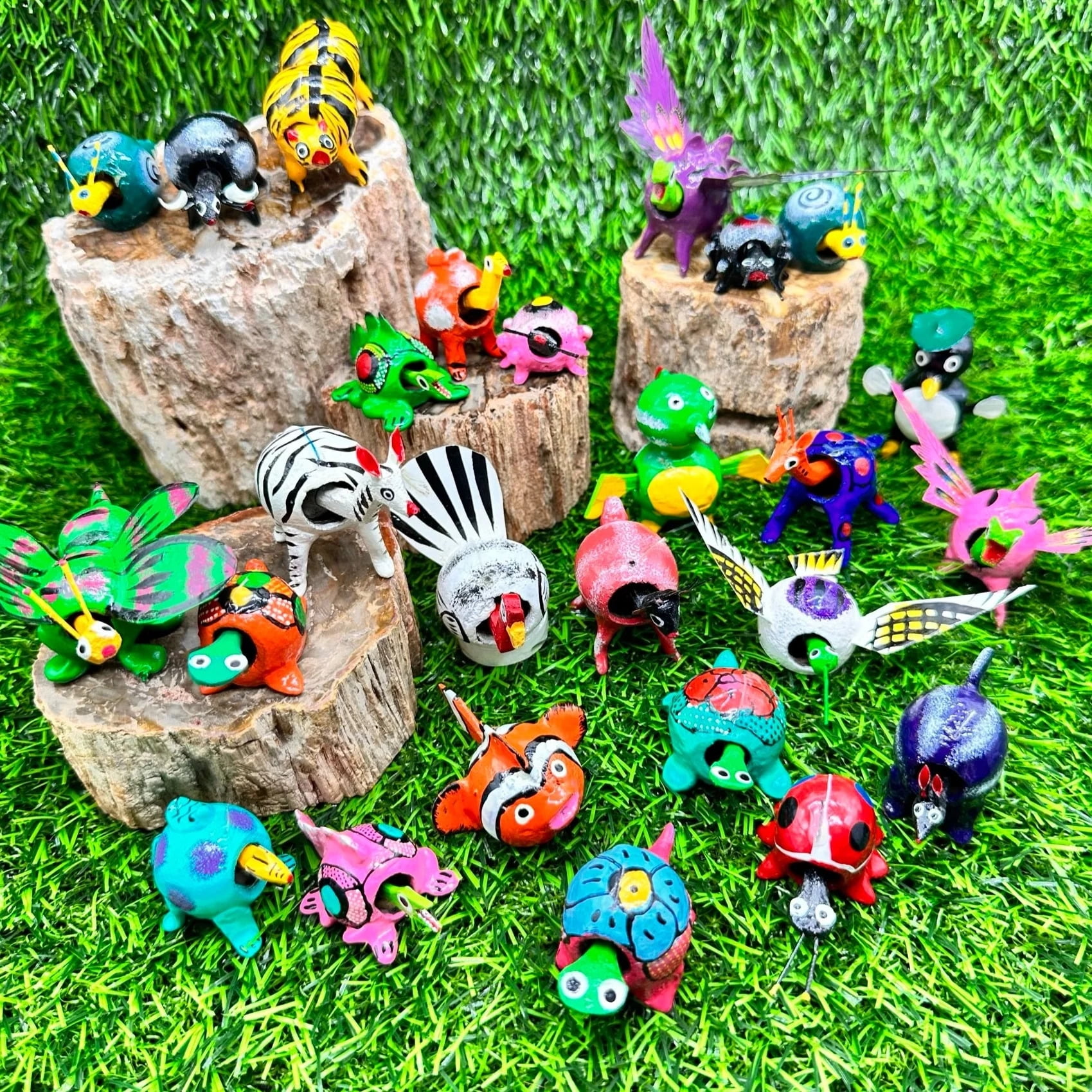 Fair Trade, Hand-Carved & Painted Nahuatl Mexican BobbleHead Animals ...