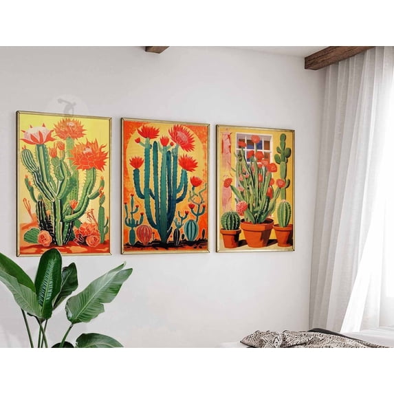 Mexican Cactus Floral Desert Botanical Decor Art Version Two Set 3 ...