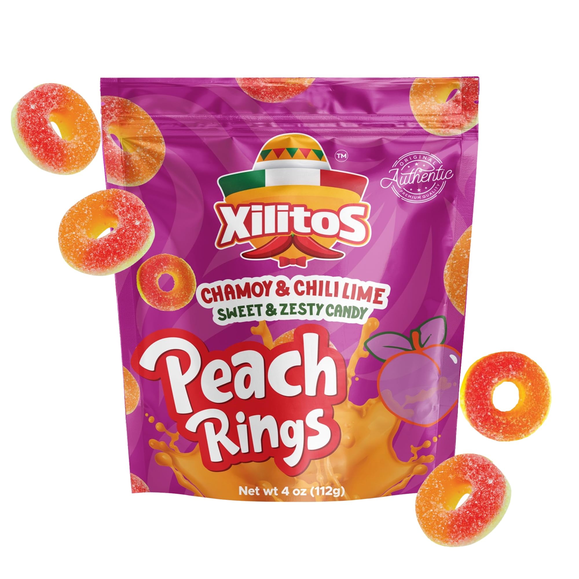 Mexican Candy Peach Rings IRF13 Chamoy Candy Gummies, Spicy, Sweet ...