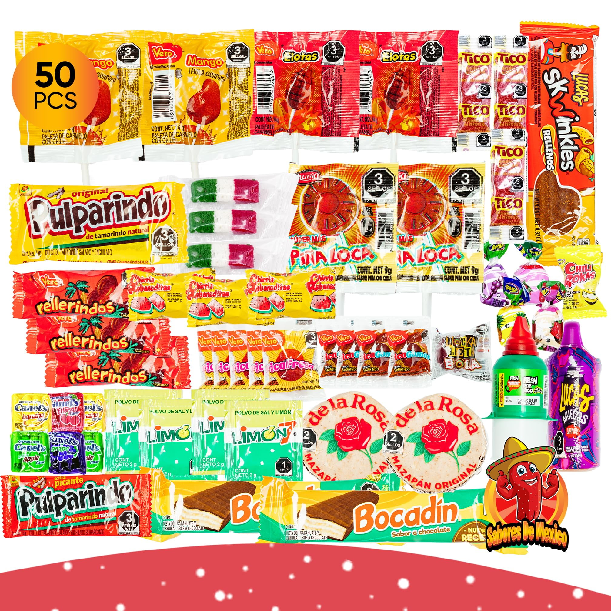 Mexican Candy Variety Pack BCF26 (50 Count) Dulces Mexican Snacks, with ...