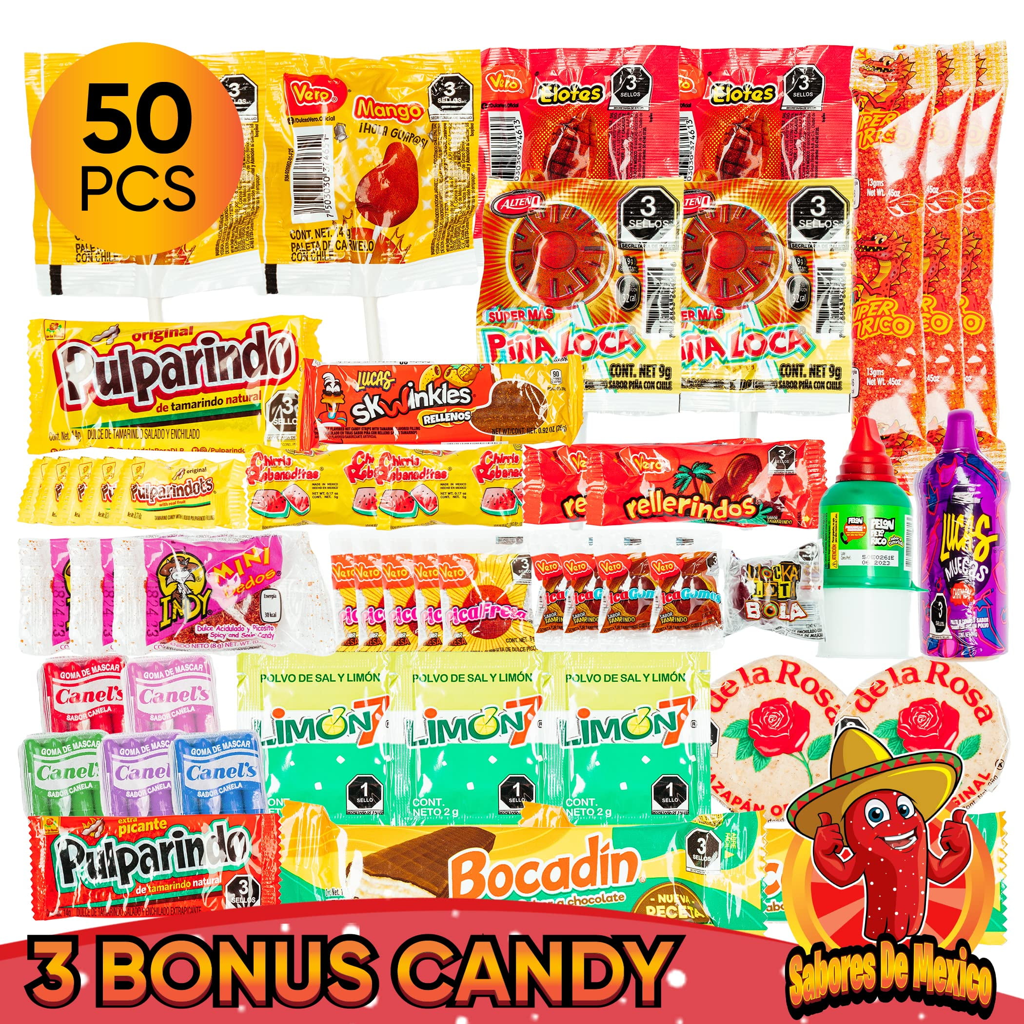 Mexican Candy Variety Pack RE32 (50 Count) Dulces Mexicanos, Mexican ...