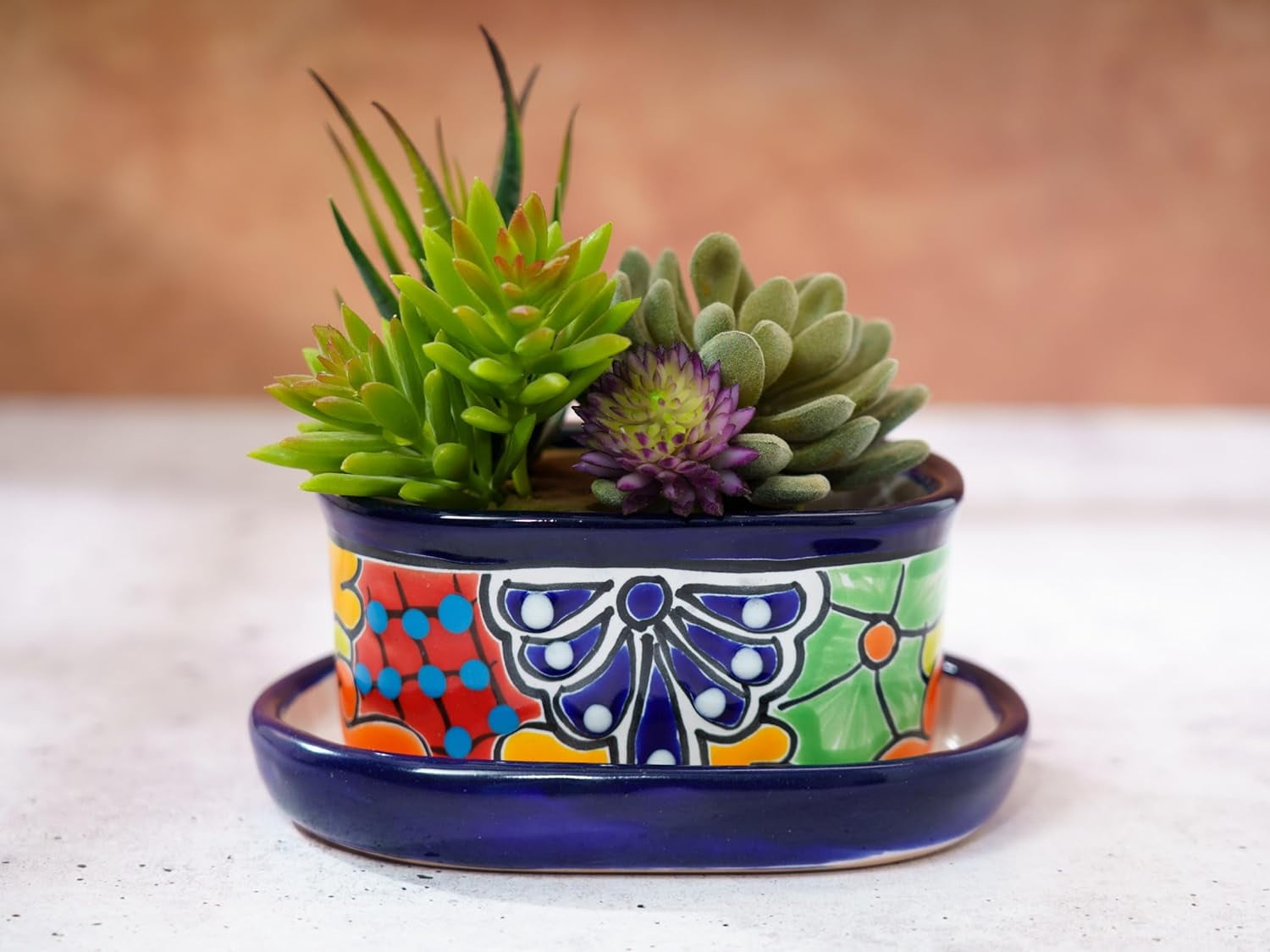 Mexican Ceramic Succulent Mini Flower Planter Cactus Bonsai W/Drainage ...