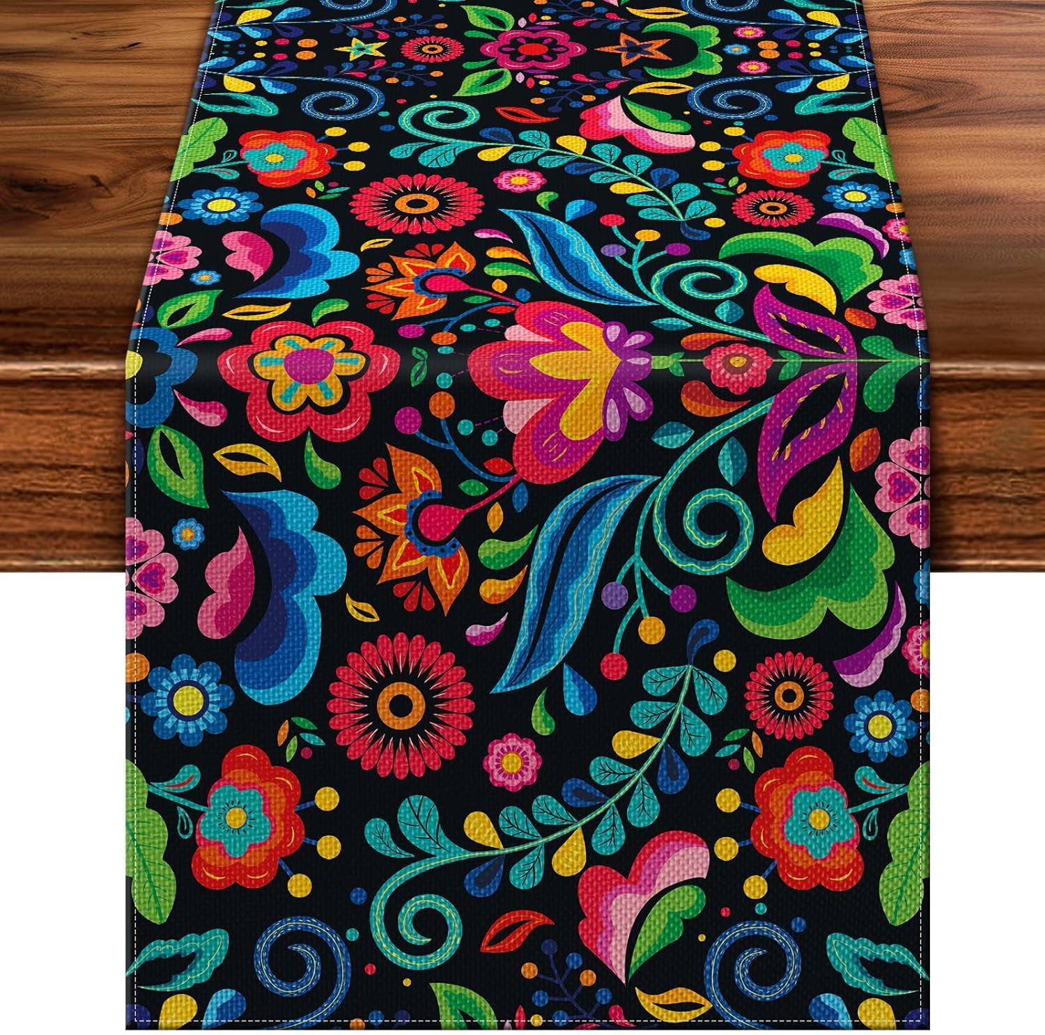 Mexican Cinco De Mayo Fiesta Dia De Los Muertos Linen Table Runners ...