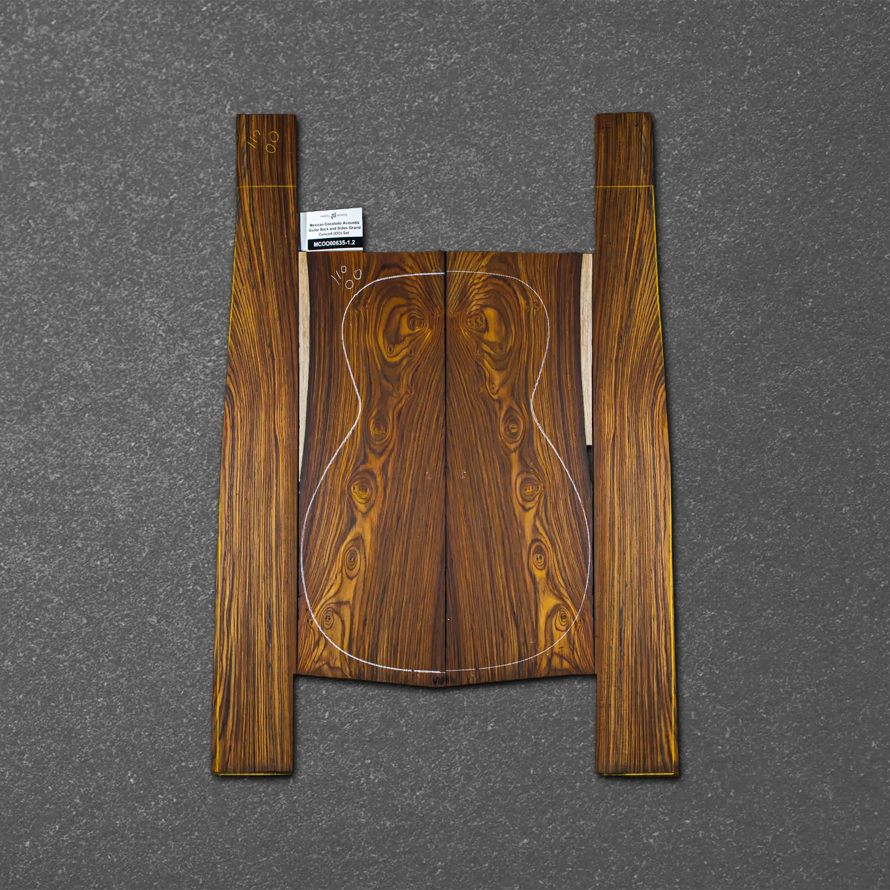 Mexican Cocobolo Acoustic Guitar Back and Sides Grand Concert (OO) Set ...