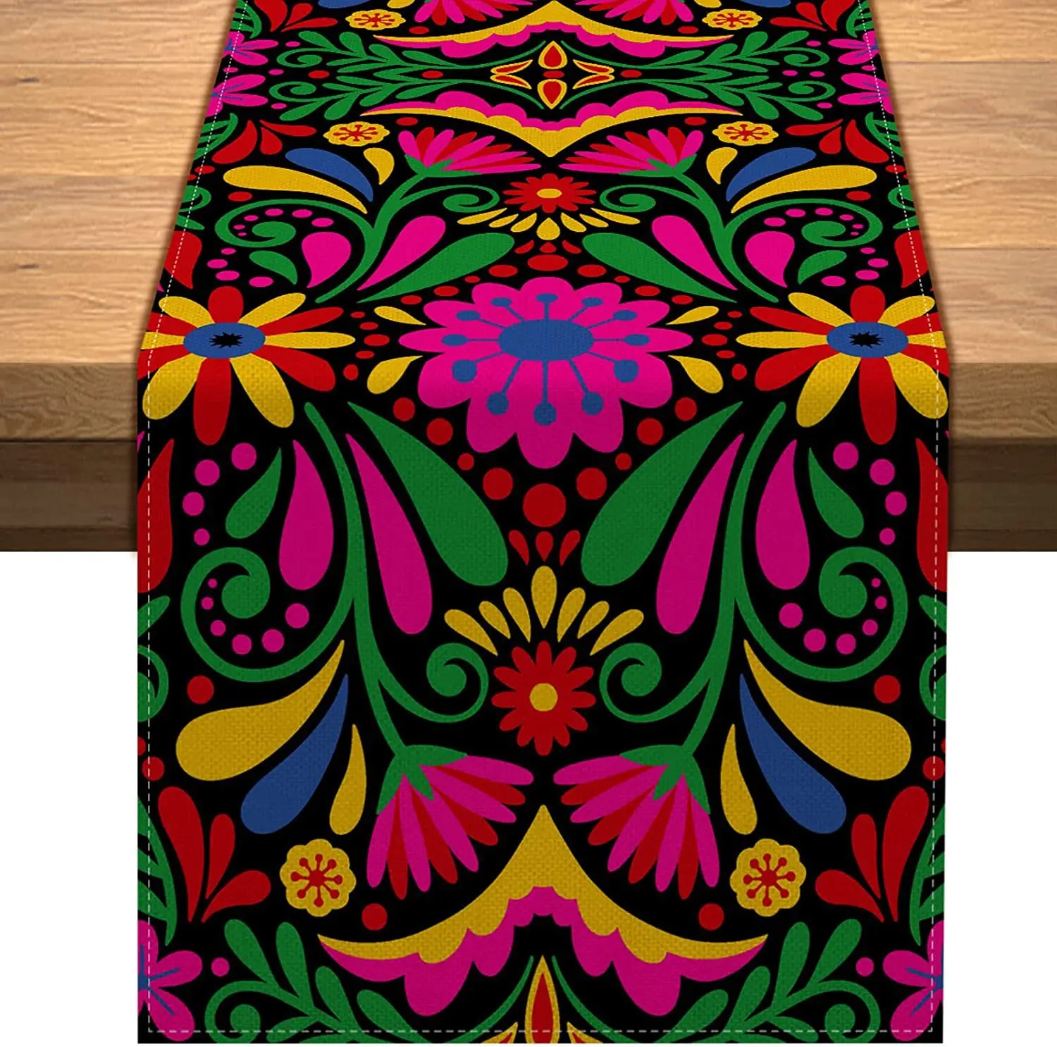 Mexican Colorful Floral Dia De Los Muertos Serape Fiesta Linen Table ...