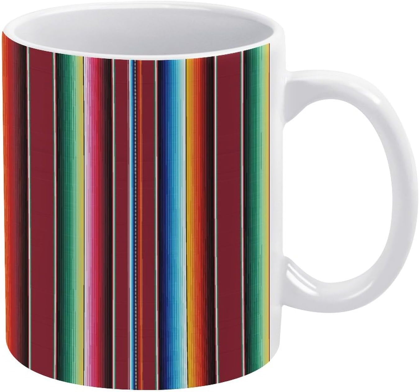 Mexican Colorful Serape Stripes White Ceramic Cup, 11 Oz Tea Mug ...