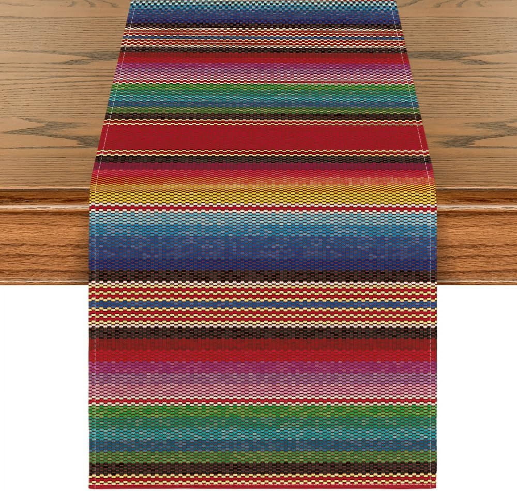 Mexican Colorful Stripes Serape Linen Table Runner Party rations Dia De ...