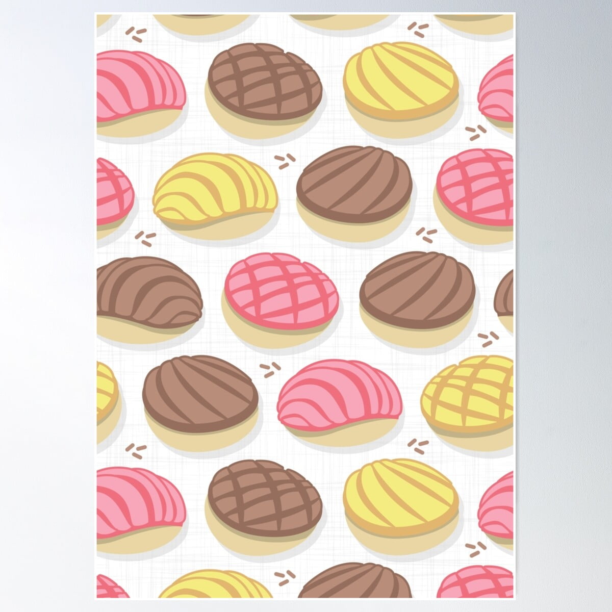 Mexican Conchas // White Background Pink Brown And Yellow Pan Dulce ...
