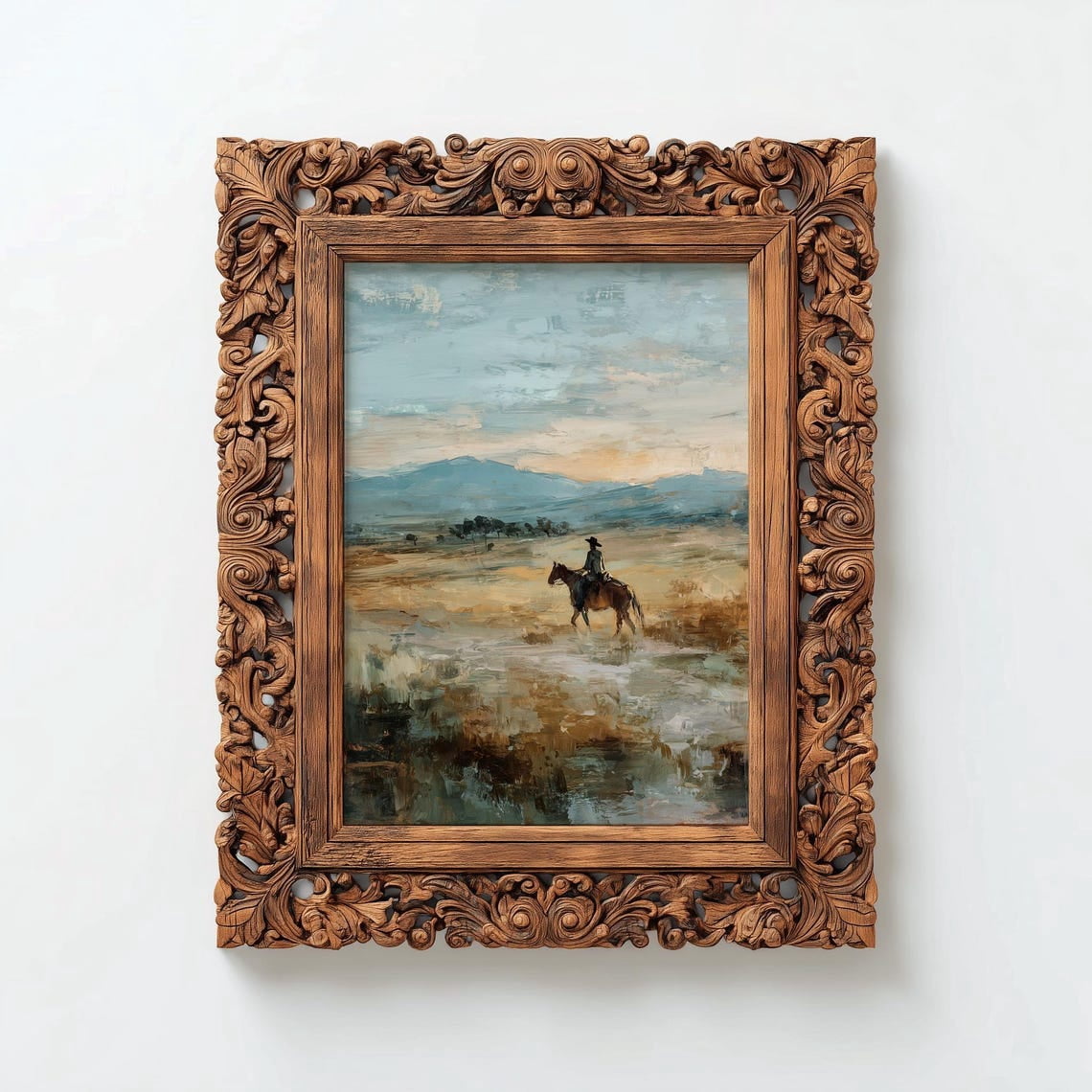 Mexican Cowboy Landscape Art Charro Horse Western Desert Wall Art ...