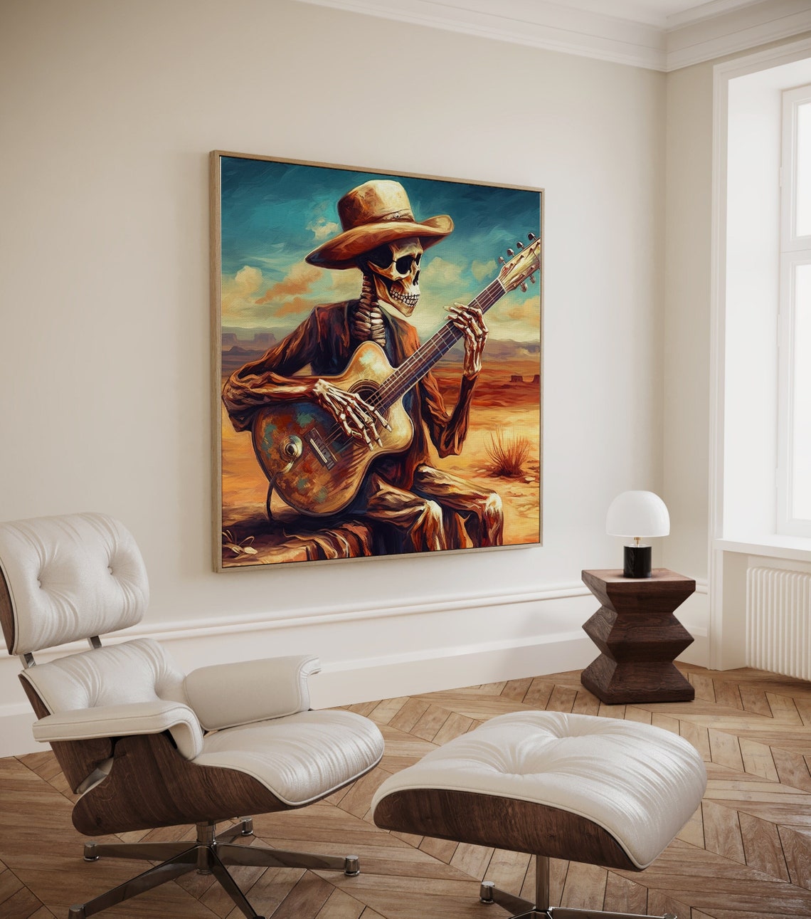 Mexican Cowboy Skeleton Guitarist Art Print Latino Art Chicano Art ...