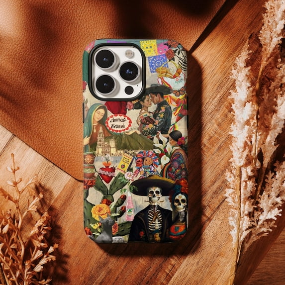 Mexican Culture Collage Phone Case, Catrina Virgen Religious Art ...