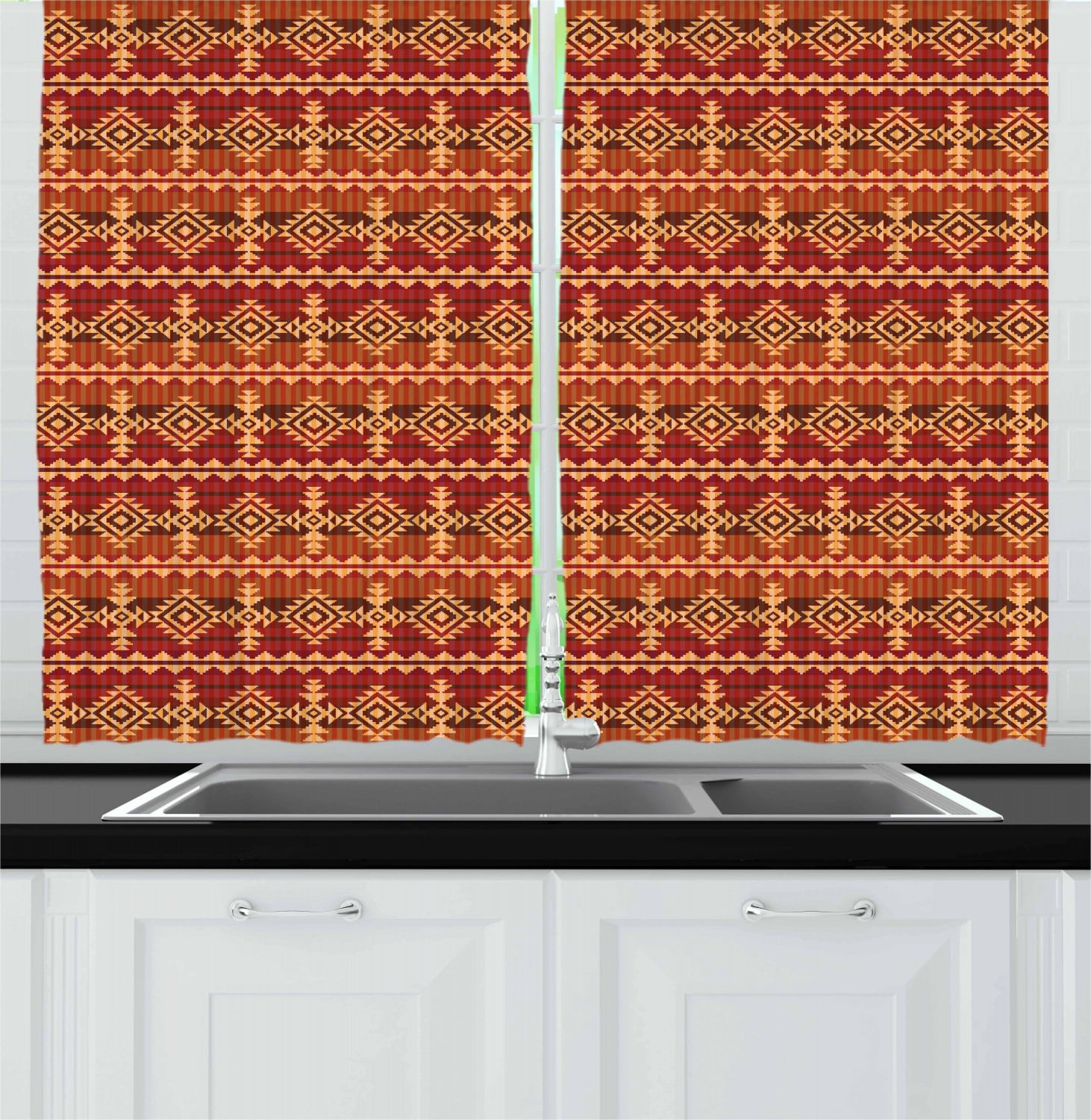 Mexican Curtains 2 Panels Set, Ancient Aztec Culture Theme Classical ...