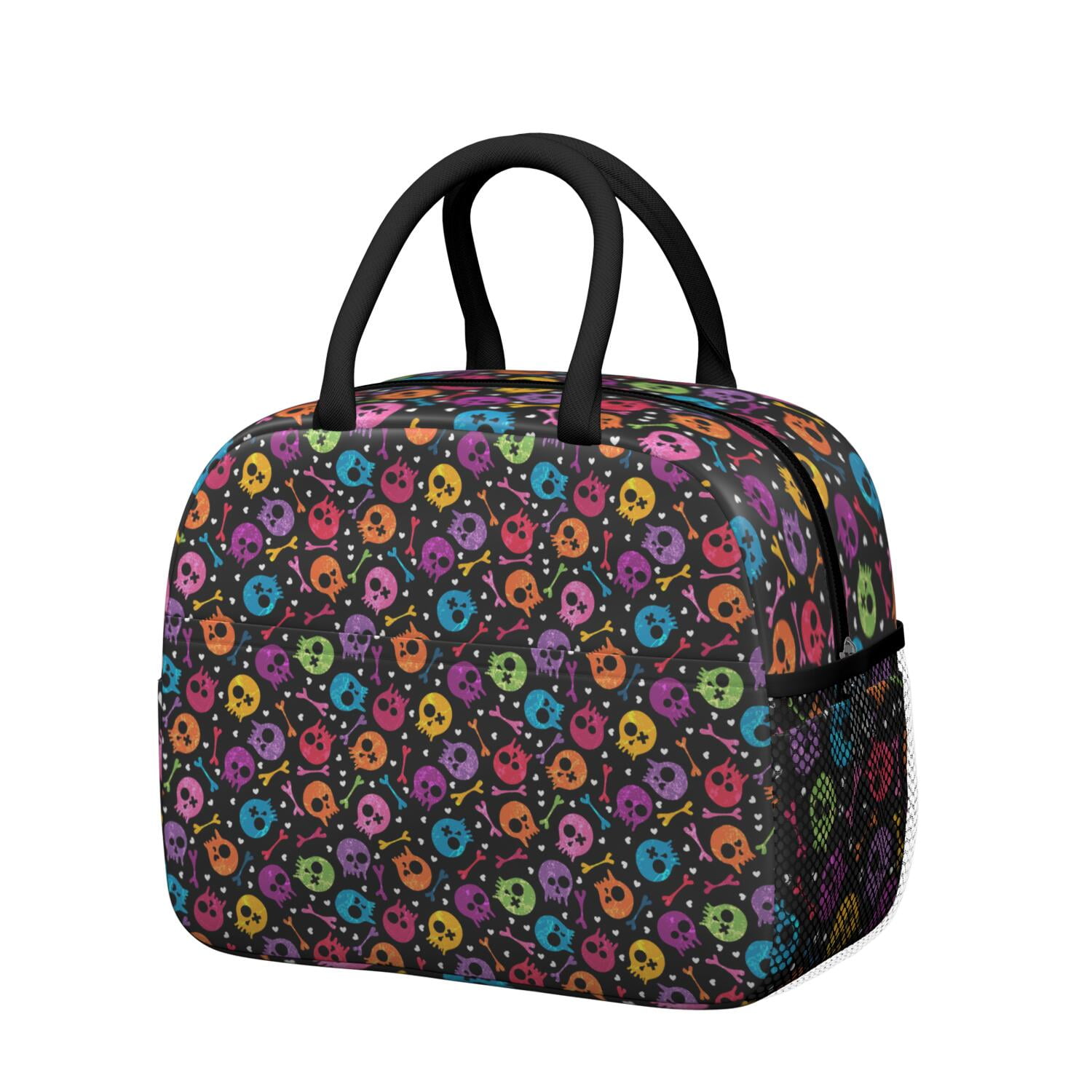 Mexican Day of the Dead Lunch Bag - Retro Skeleton & Mandala Print ...