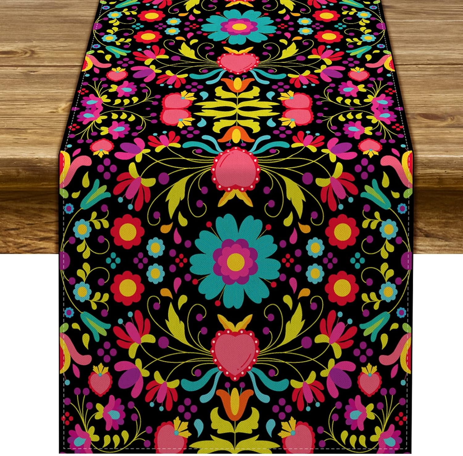 Mexican Day of The Dead Linen Table Runner Mexico Fiesta Party Table r ...