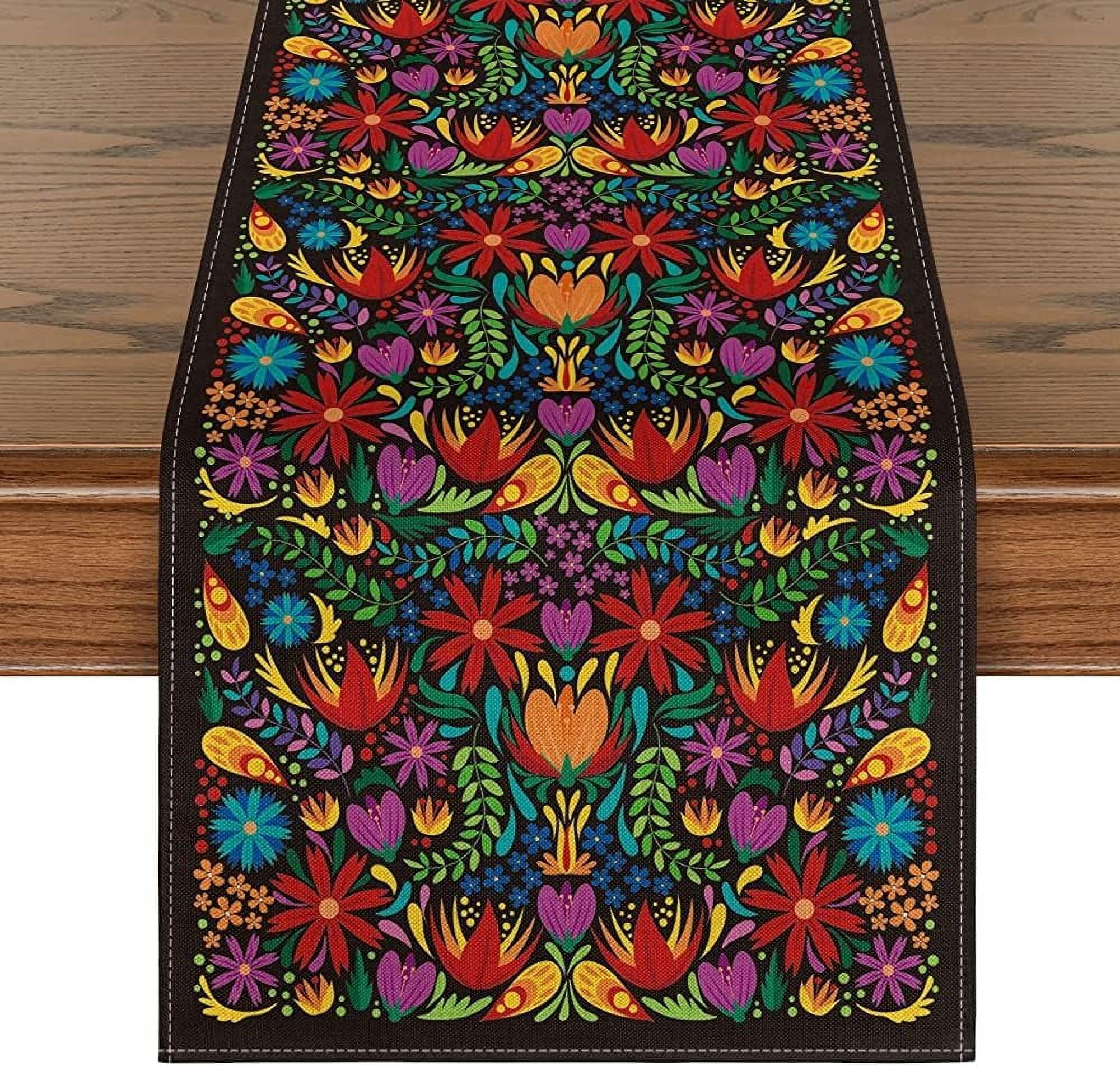 Mexican Day of The Dead Linen Table Runner Table r Reusable Dia De Los ...