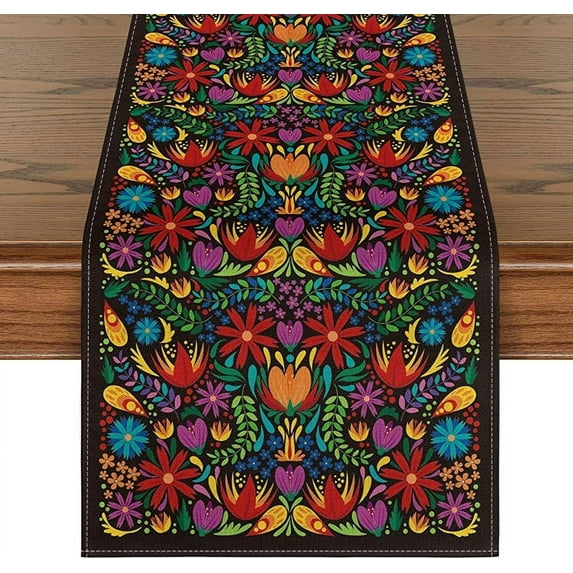 Mexican Day of The Dead Linen Table Runner Table r Reusable Dia De Los ...