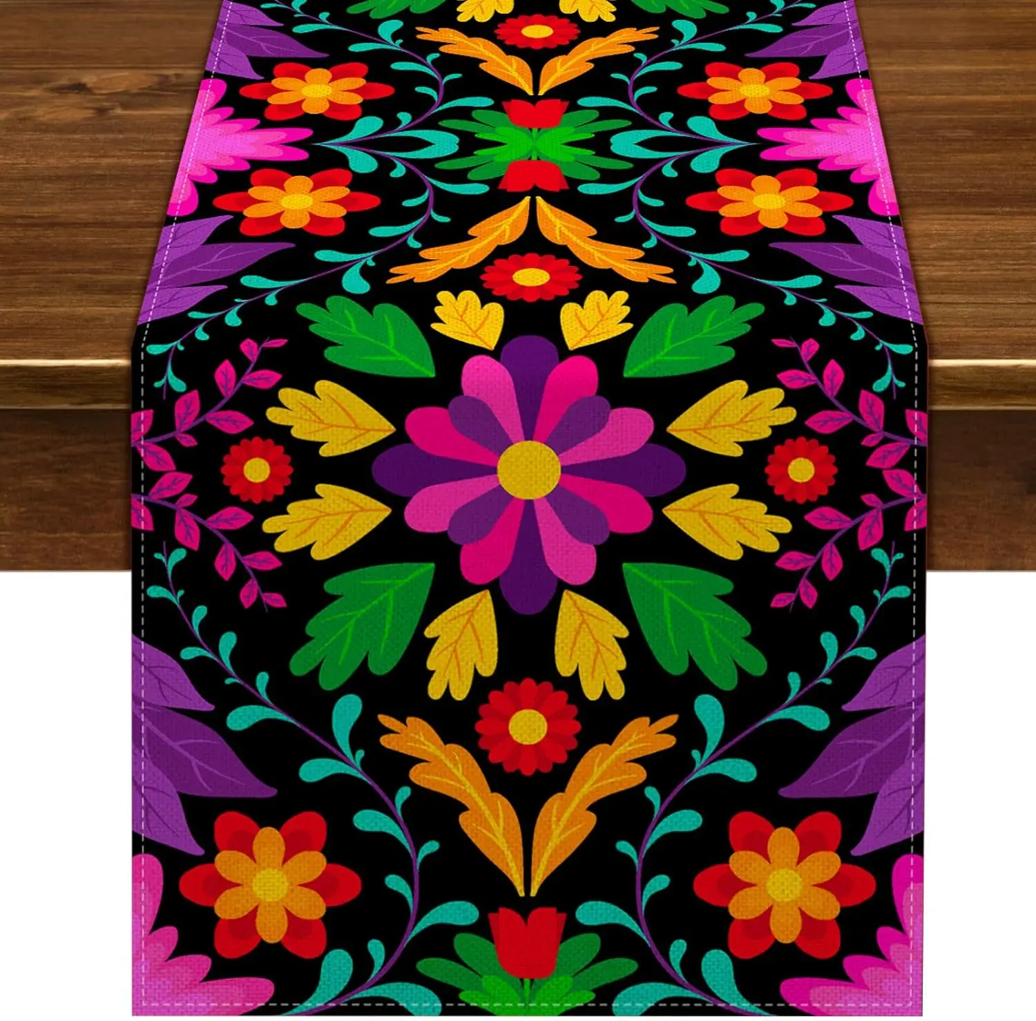 Mexican Day of The Dead Linen Table Runners Kitchen Table r Holiday ...