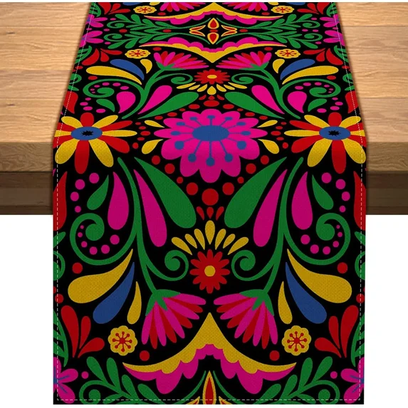 Mexican Day of The Dead Linen Table Runners Table r Dia De Los Muertos ...