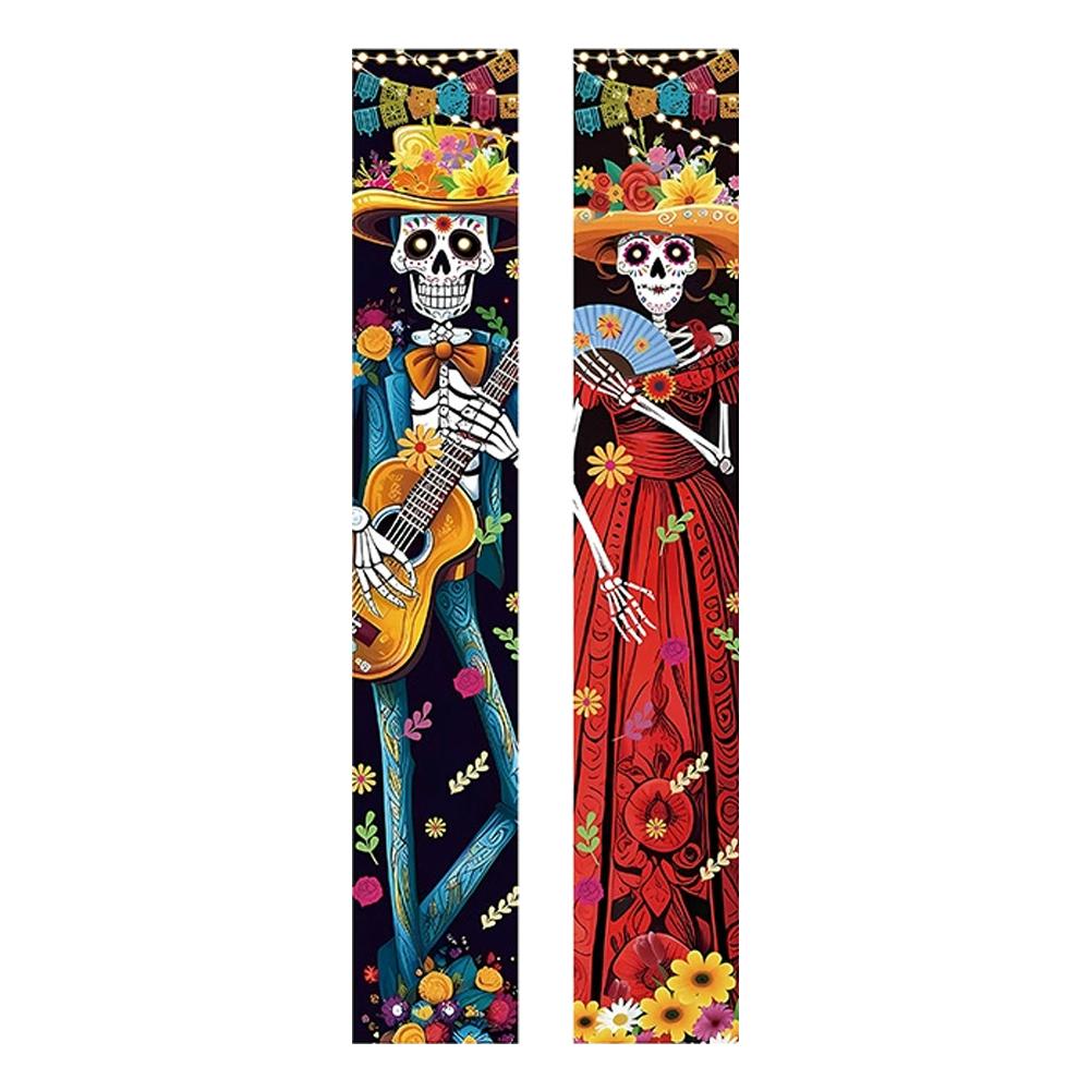 Mexican Day of The Dead Porch Signs Hanging Wall Door Banner Decoration ...