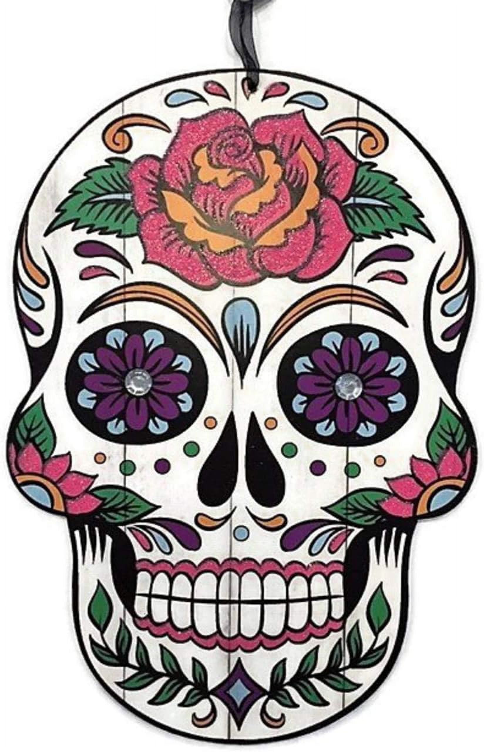 Mexican Day of The Dead Sugar Skull Wood Wall Sign, Dia de Los Muertos ...