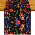 Mexican Dia De Los Muertos Linen Table Runner Mexico Let's Fiesta Party ...