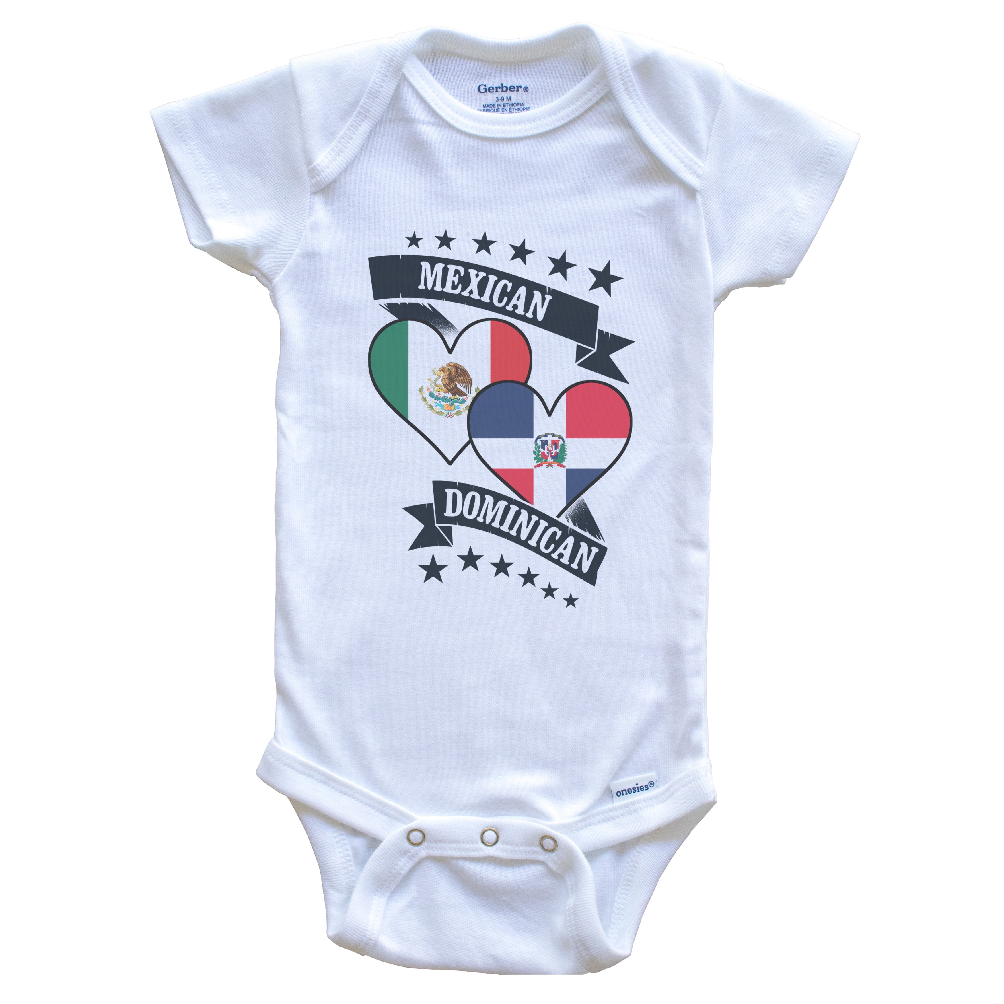 Mexican Dominican Heart Flags Mexico Dominican Republic Baby Bodysuit ...
