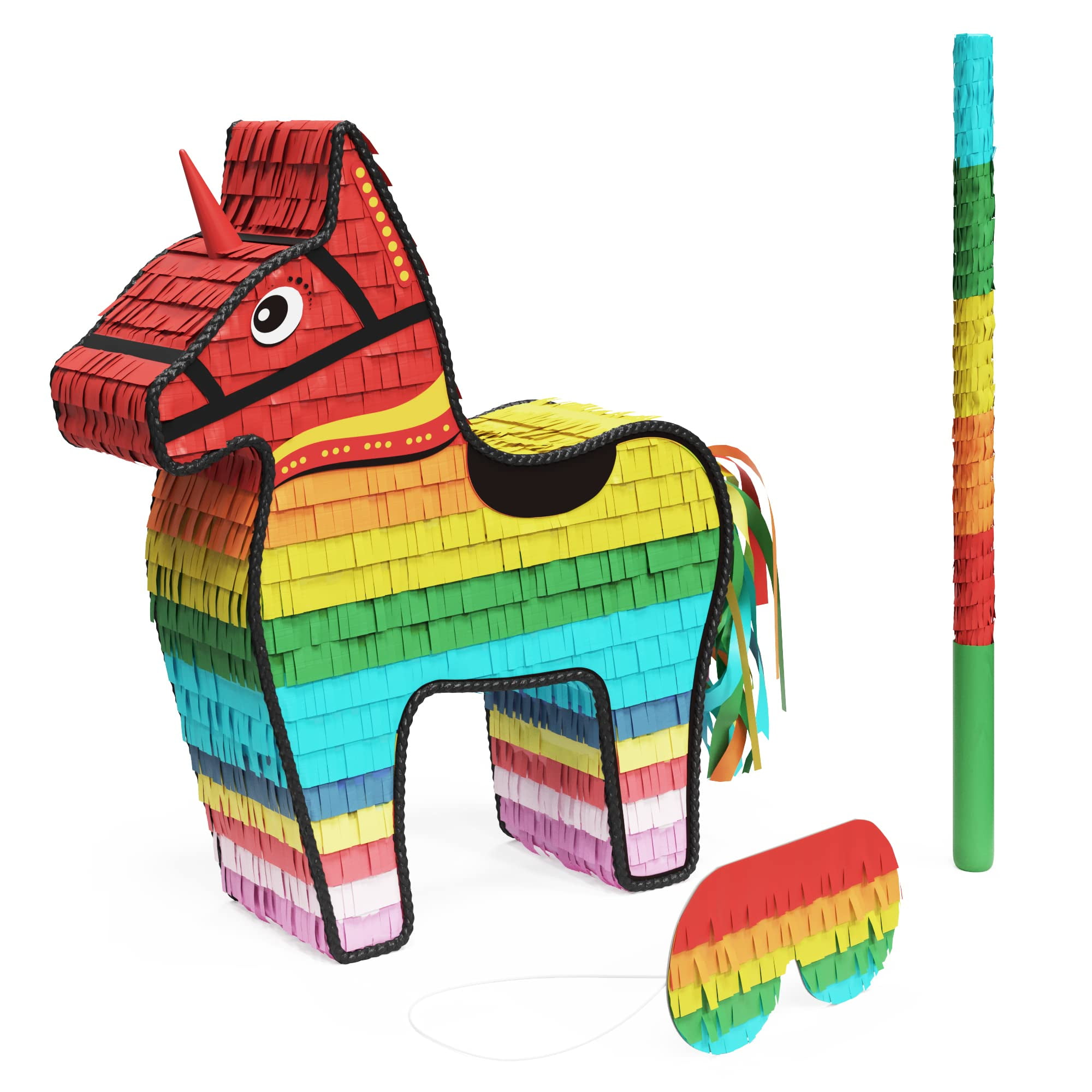 Mexican Donkey Pinata Bundle with a Blindfold and Bat ― Hand Made Extra ...