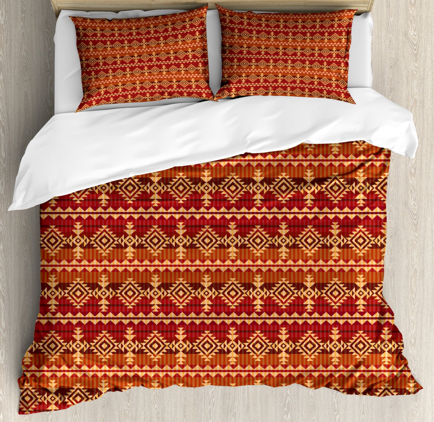 Mexican Duvet Cover Set Queen Size, Ancient Aztec Culture Theme ...