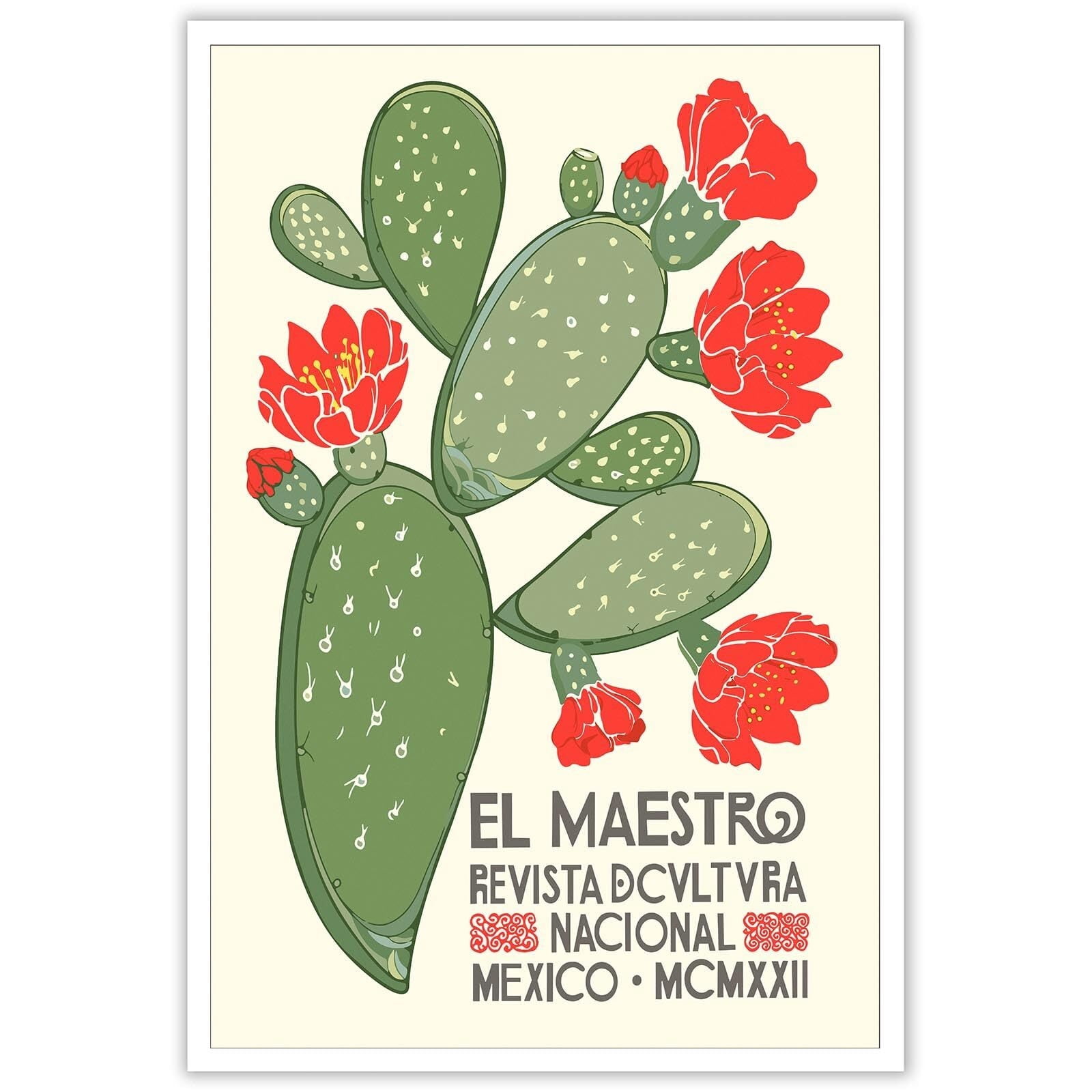 Mexican El Maestro Poster, Southwestern Cactus Wall Art, Mexico Cactus ...