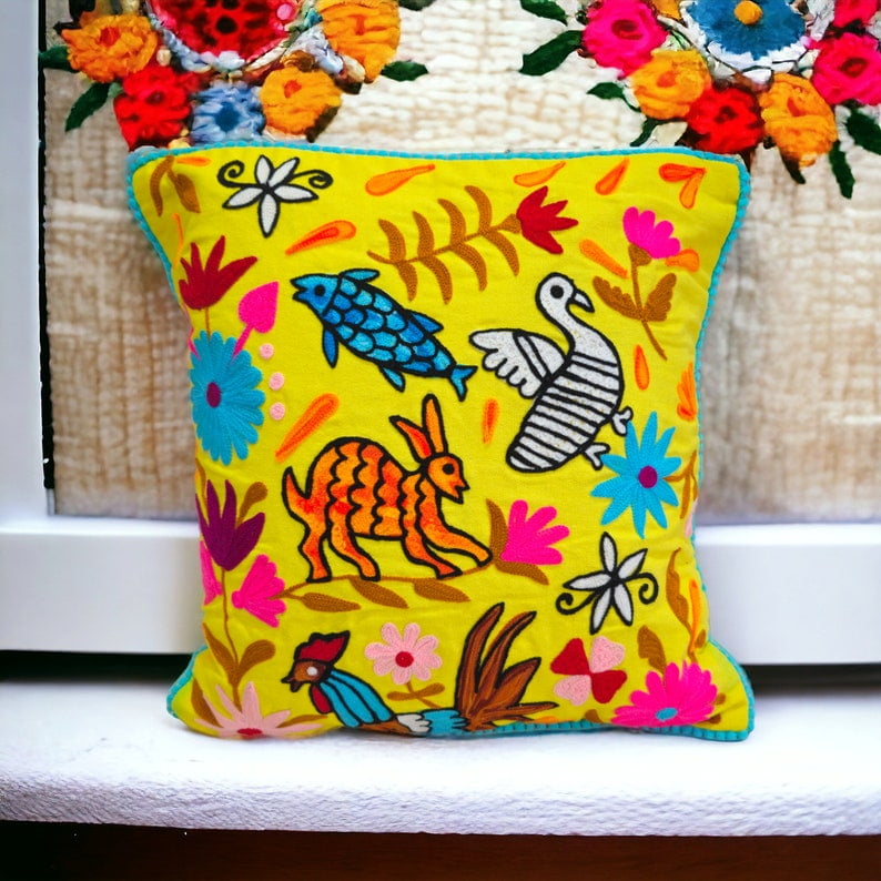 Mexican Embroidery Pillow Case, Frida Floral Decorative Cushion Pillow ...