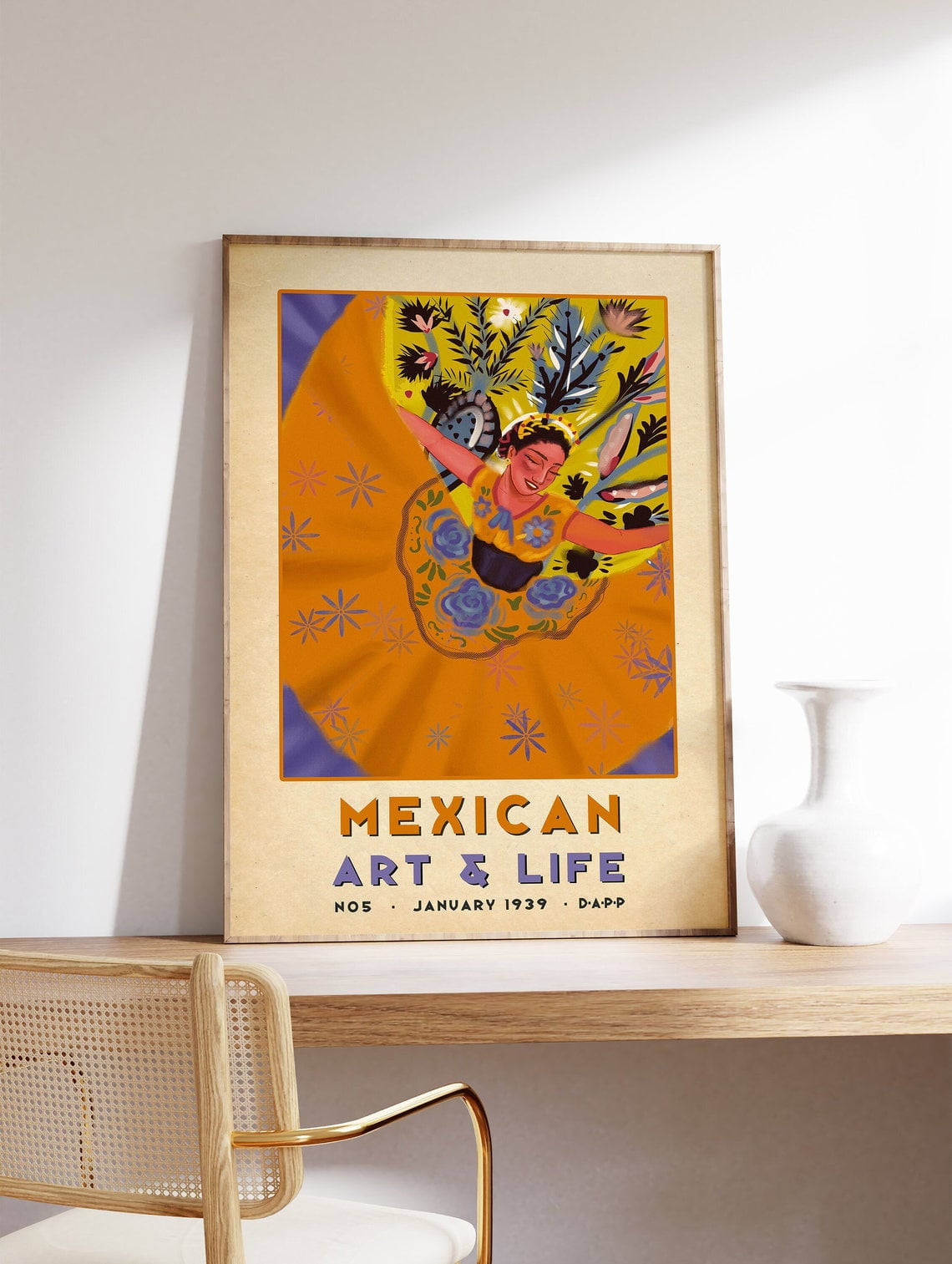 Mexican Exhibition Art Poster, Mexican Print, Floral Vintage Wall Art ...