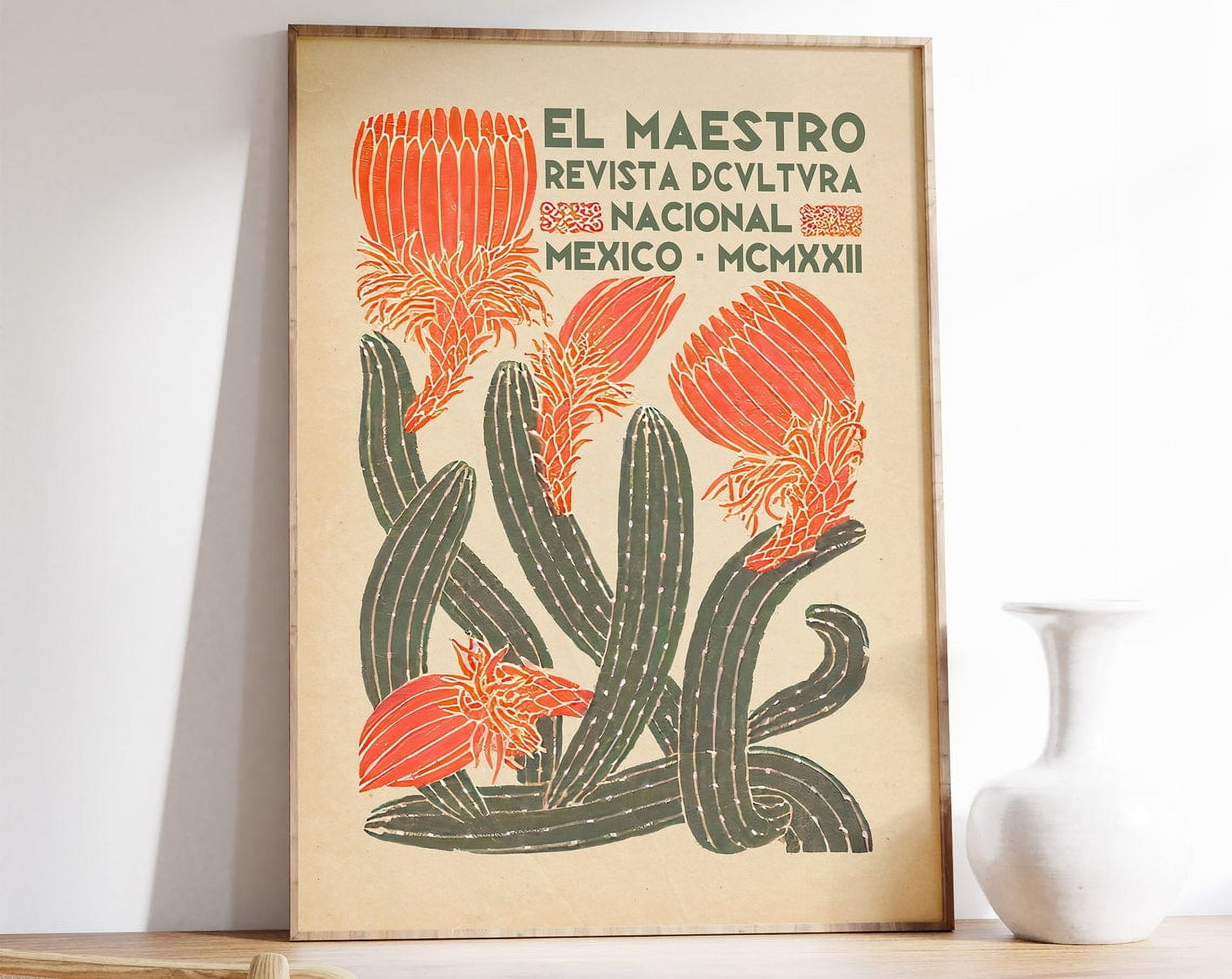 Mexican Exhibition Art Poster, Mexican Print, Floral Vintage Wall Art ...