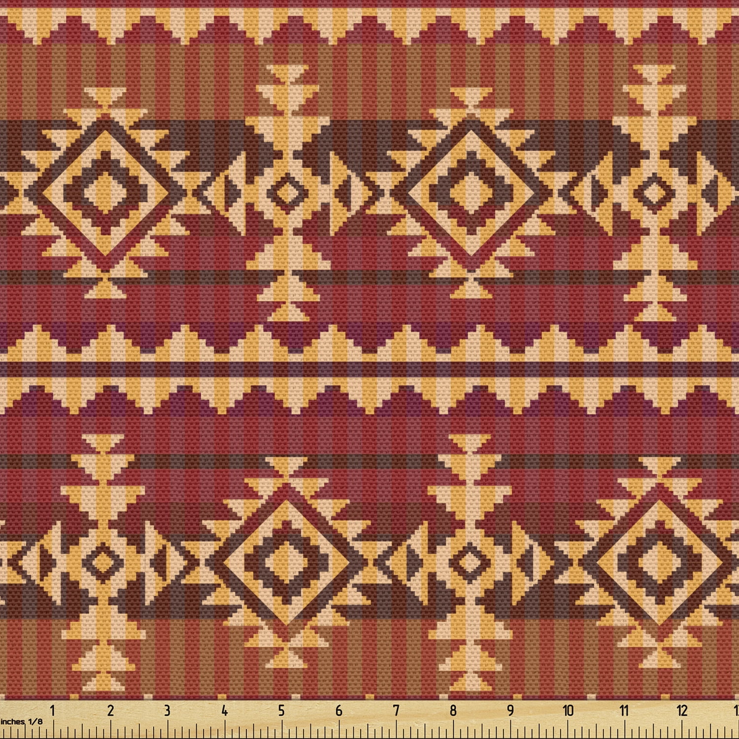 Ambesonne Mexican Fabric by the Yard Upholstery, Aztec Culture Ornament ...