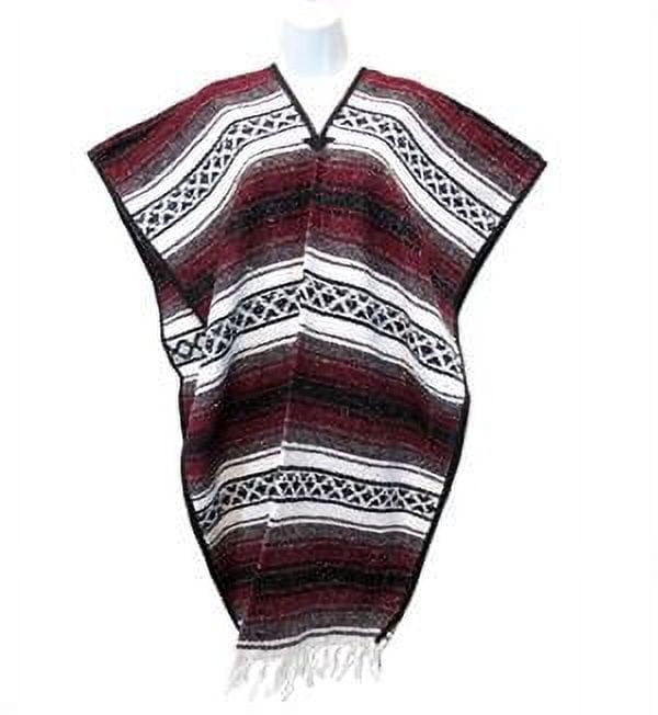 Traditional Mexican Falsa Poncho with Fringed Edges - Walmart.com