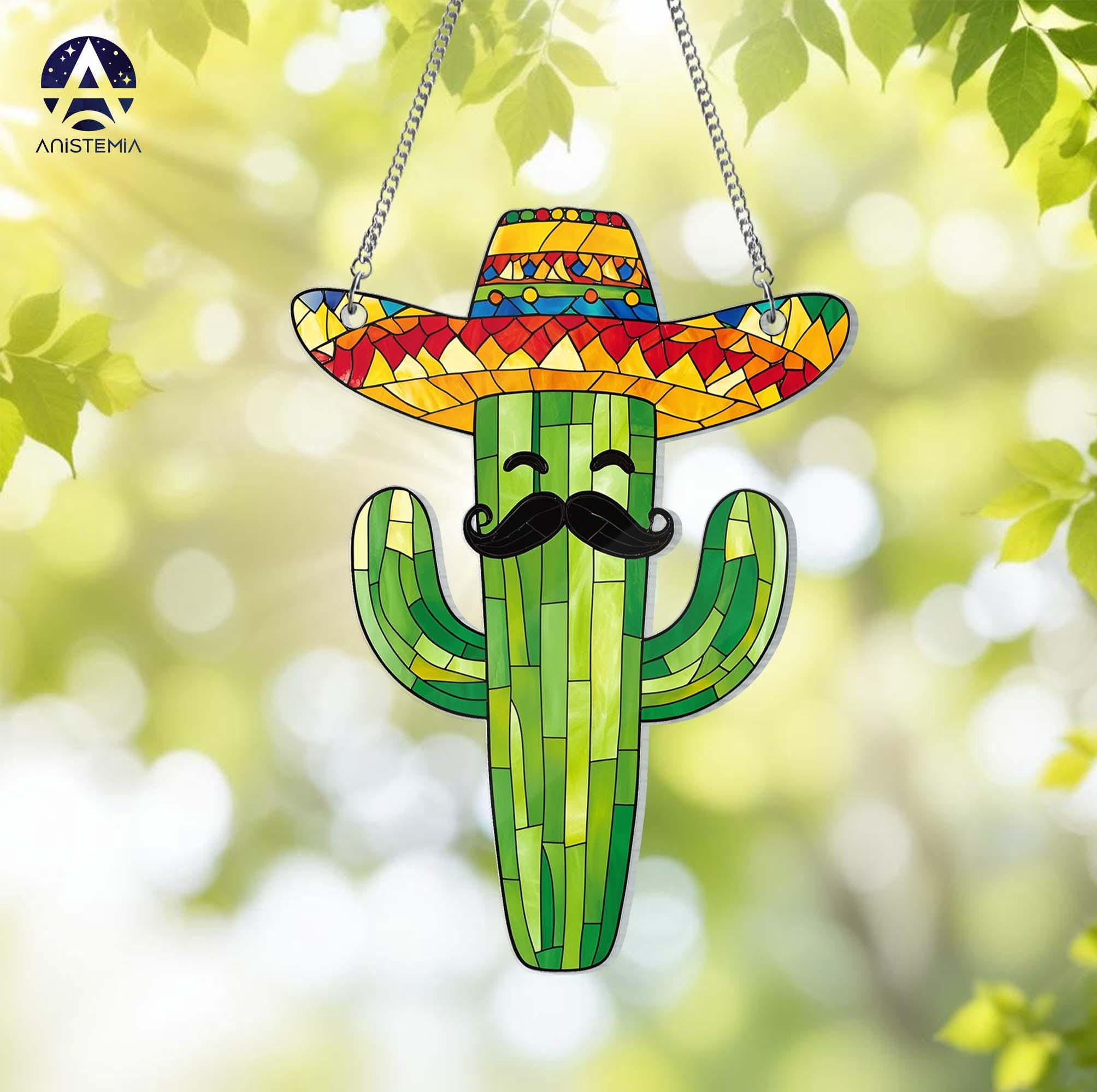 Mexican Festival Cactus Acrylic Suncatcher Window Hanging, Cinco De ...