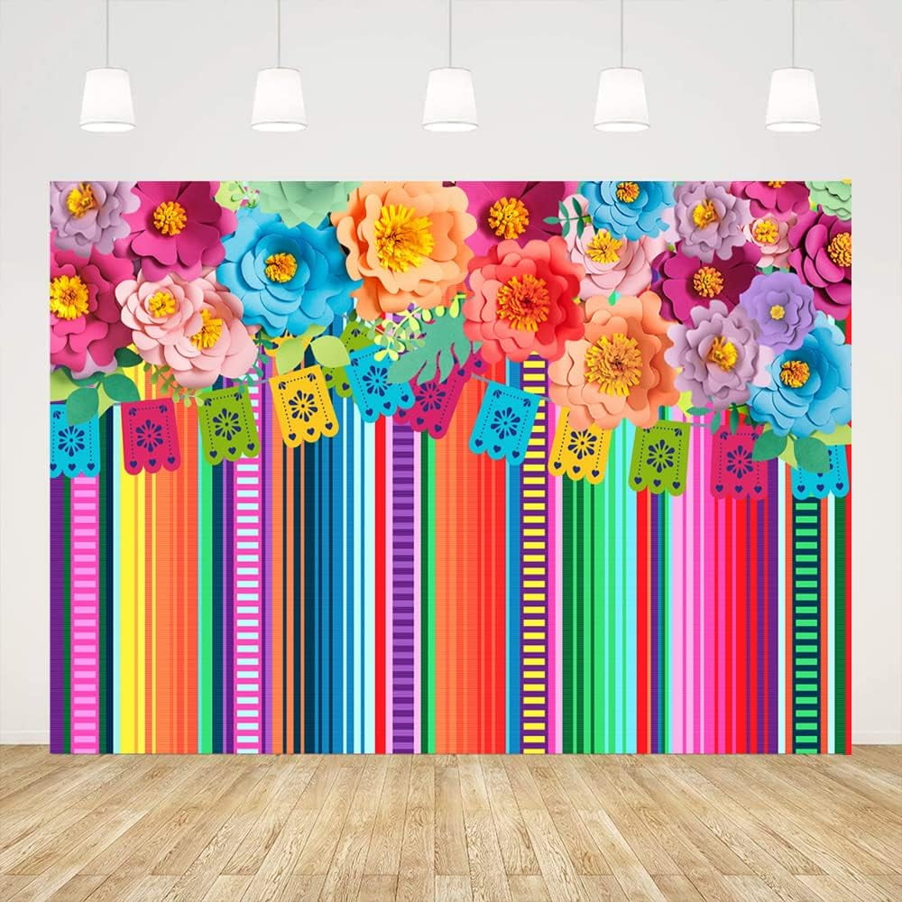 Mexican Fiesta Backdrop Photobooth Flowers Fiesta Background Drop Cinco ...