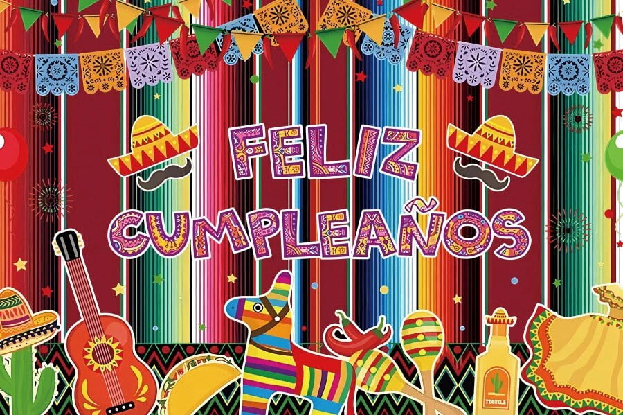 Mexican Fiesta Cinco De Mayo Theme Backdrop Colorful Flags Cactus ...