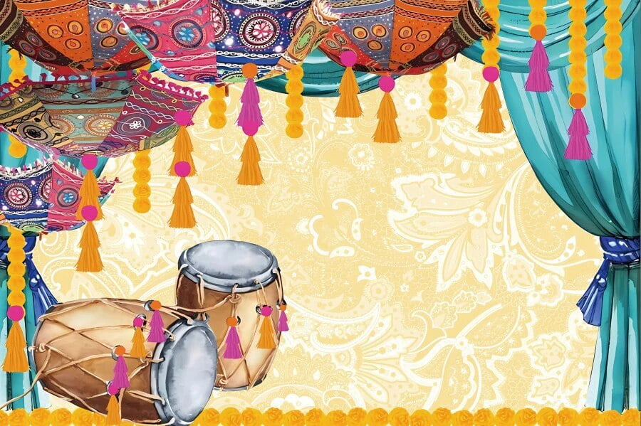 Mexican Fiesta Cinco De Mayo Theme Backdrop Colorful Flags Cactus ...