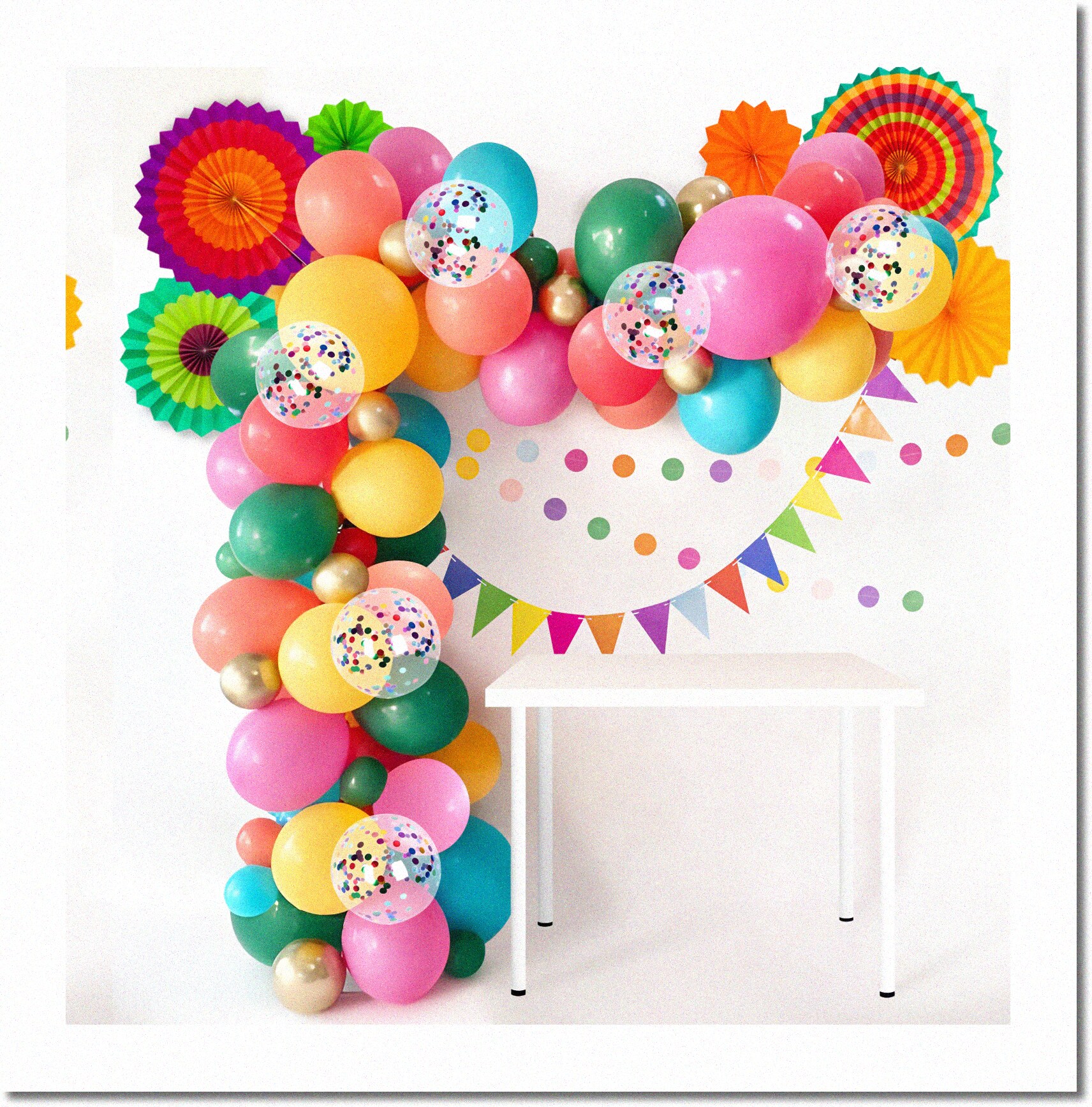 Mexican Fiesta Fun Pack: Balloon Garland Arch, Paper Fans, Dot ...