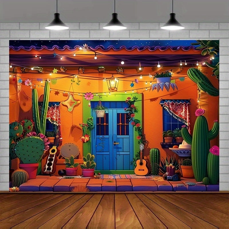Mexican Fiesta Party Backdrop - Versatile Polyester Decoration for ...