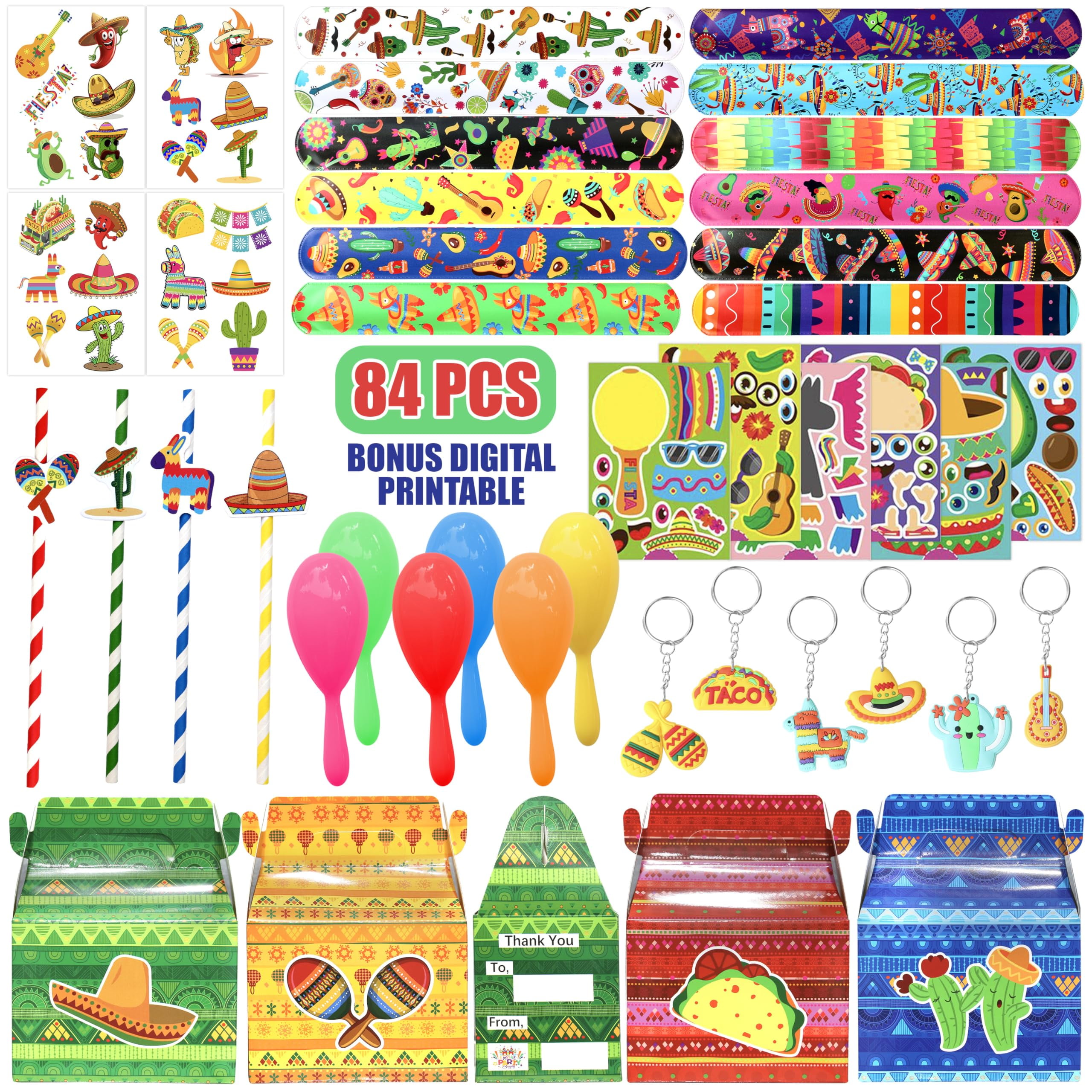 Mexican Fiesta Party Favor 84 PCS Cinco De Mayo Theme Slap Bracelets ...