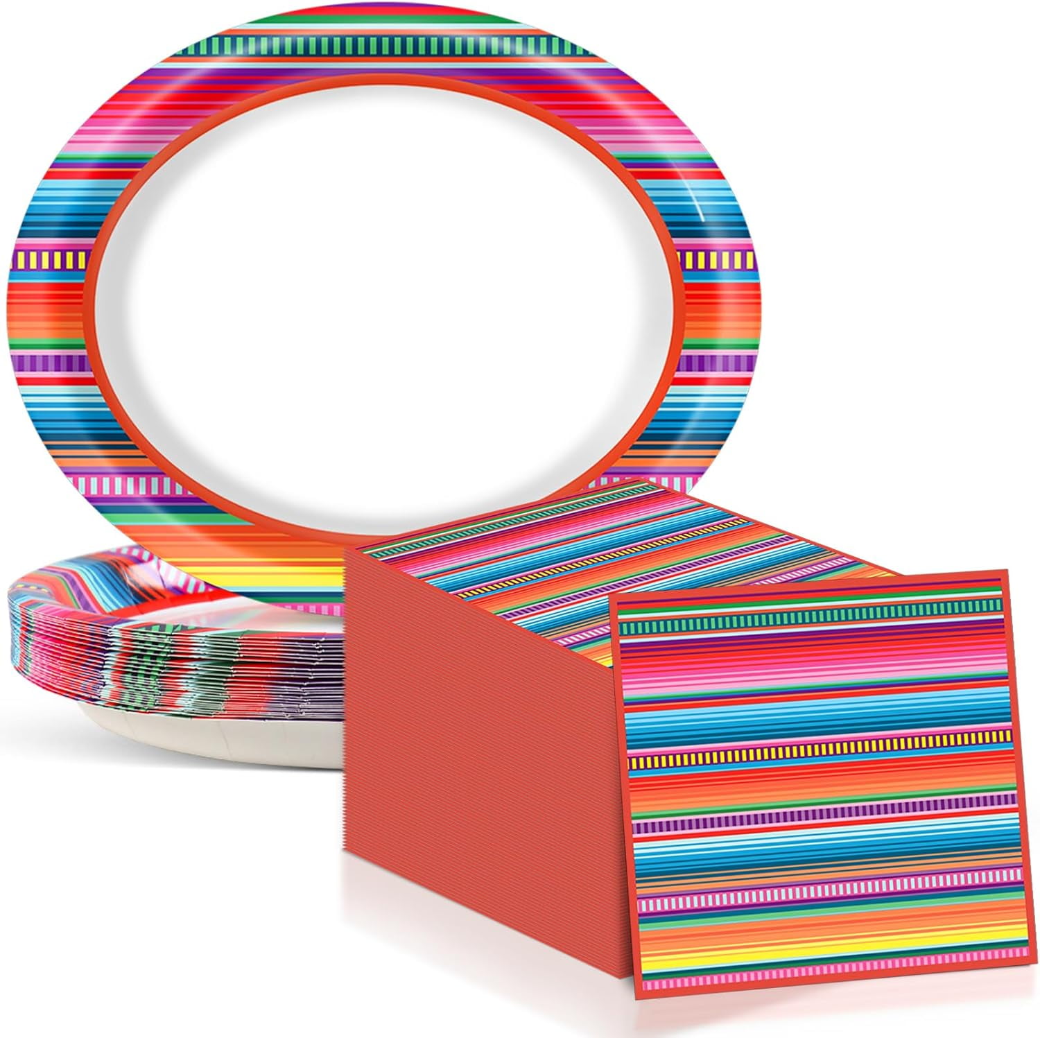 Mexican Fiesta Party Oval Paper Plates 11inch Plates and Napkins ...