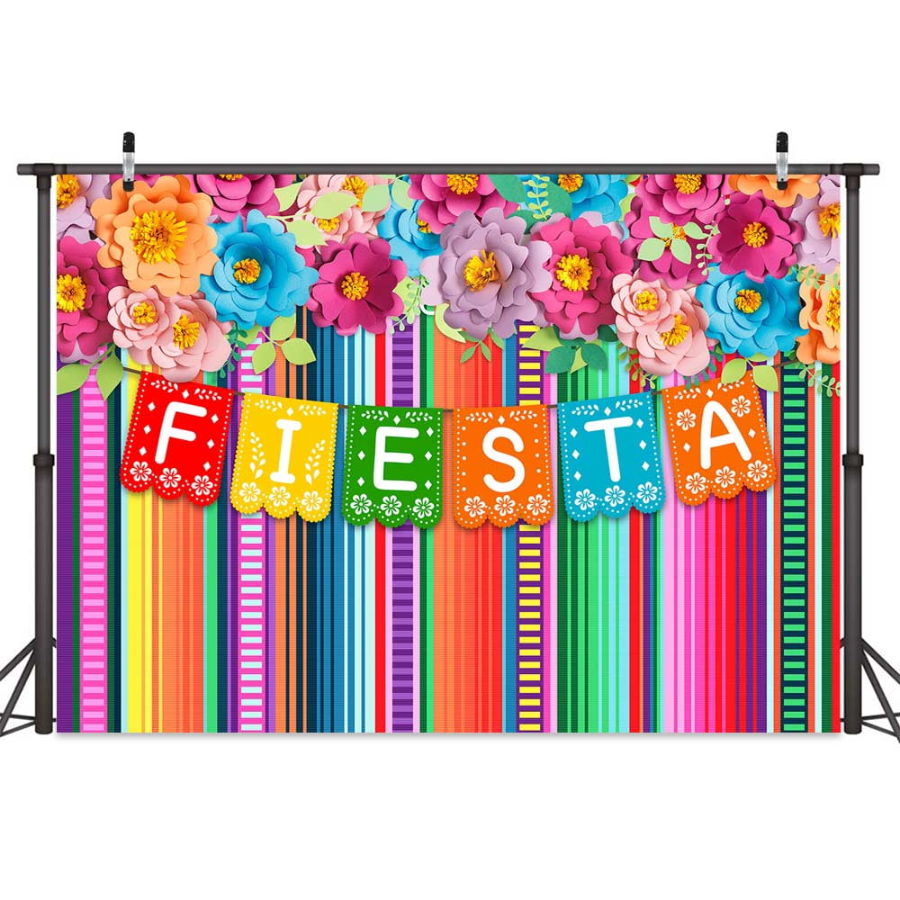Mexican Fiesta Photograph Backdrop Flowers Fiesta Background Cinco De ...