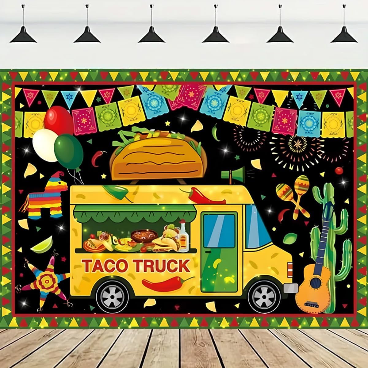 Mexican Fiesta Photography Background Taco Truck Cactus Guitar Carnival ...