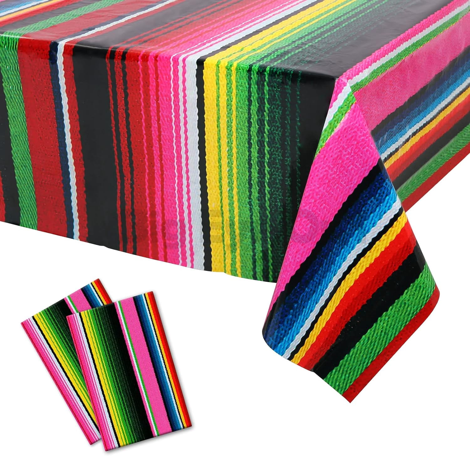 Mexican Fiesta Tablecloth - 2 Pcs Disposable Table Cover for Cinco De ...