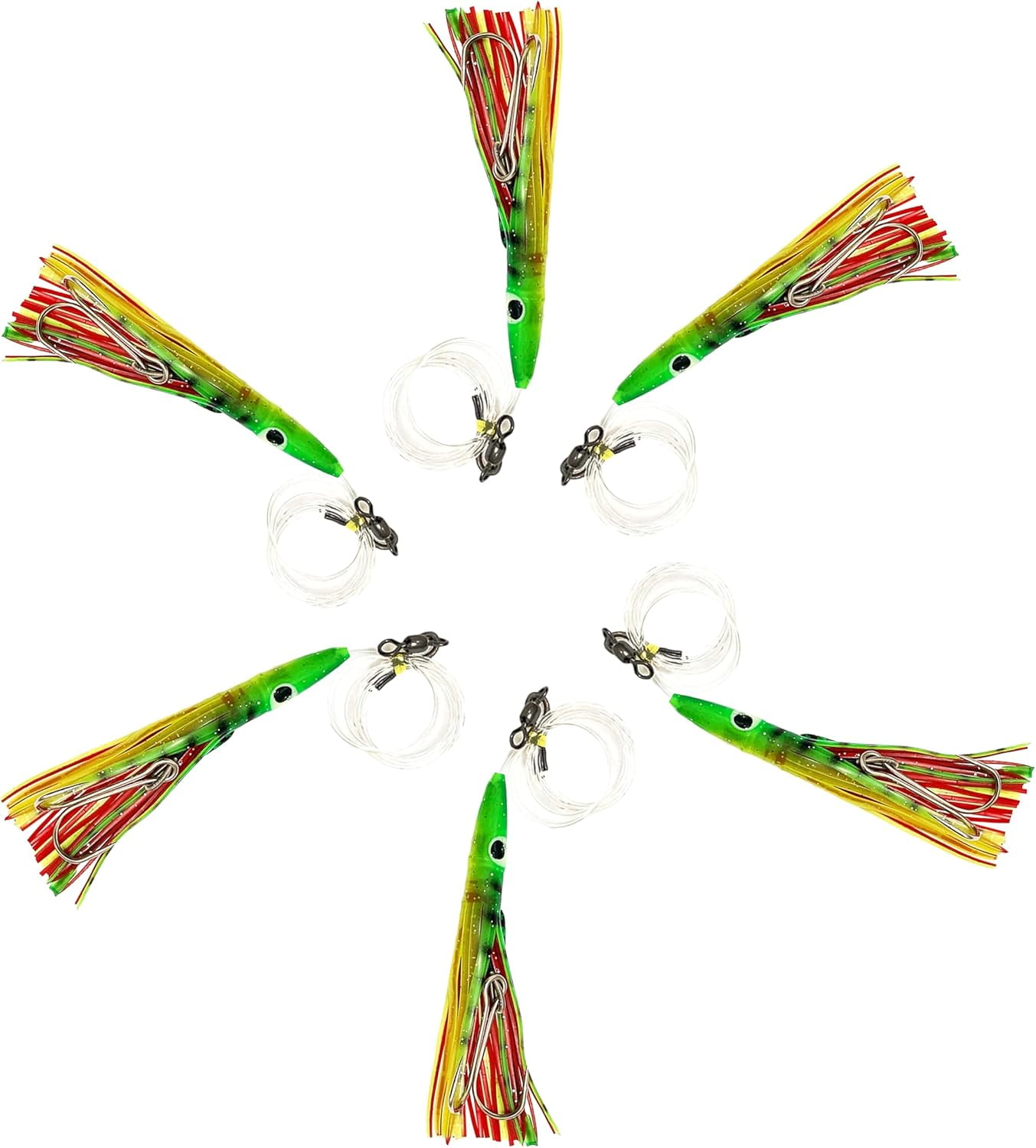 Mexican Flag 6" Tuna Clone Rigs - 6 pcs | Durable Saltwater Fishing ...