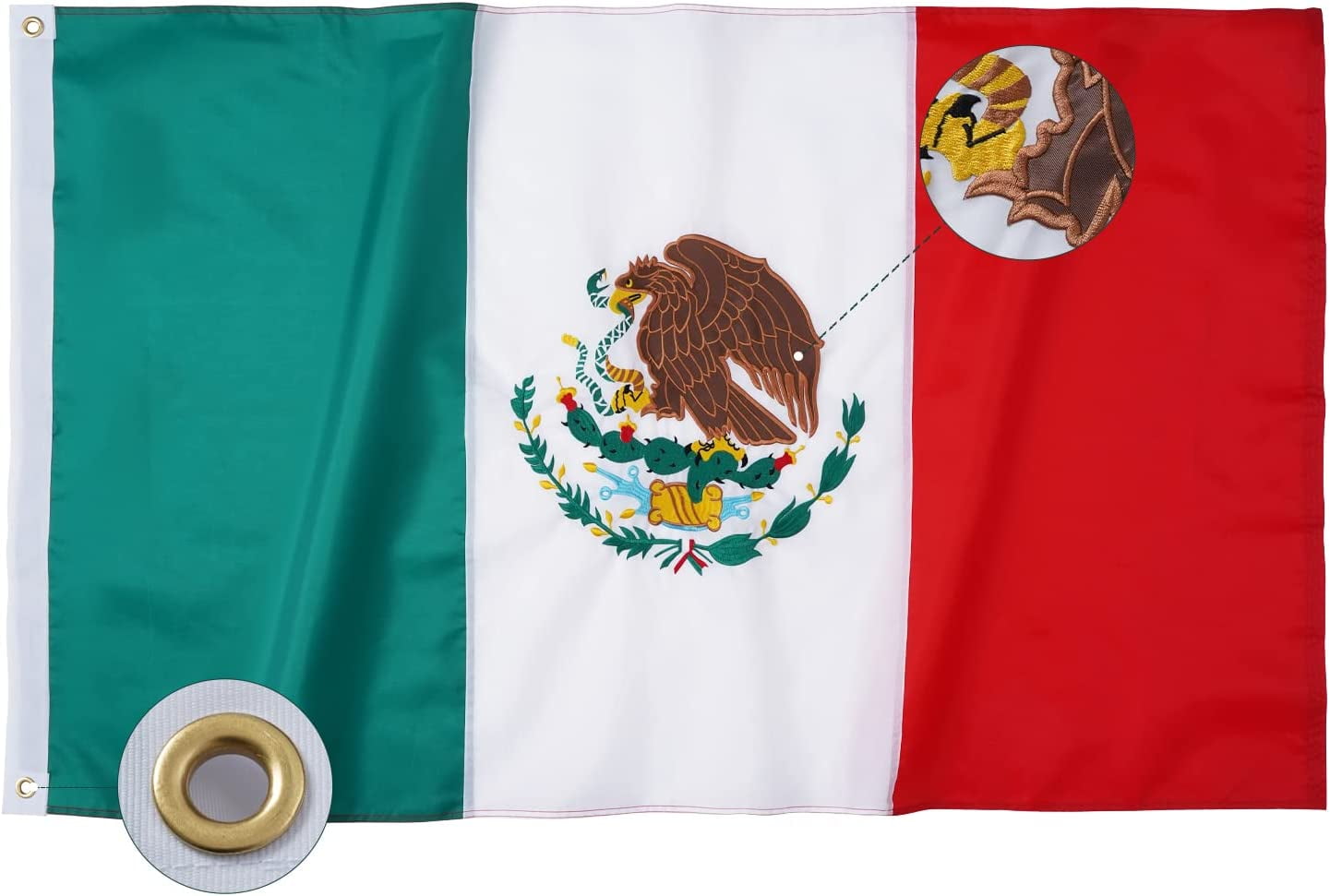 Mexican Flag 6X10 ft Outdoor, Embroidered Large MX Mexico Flag Heavy ...